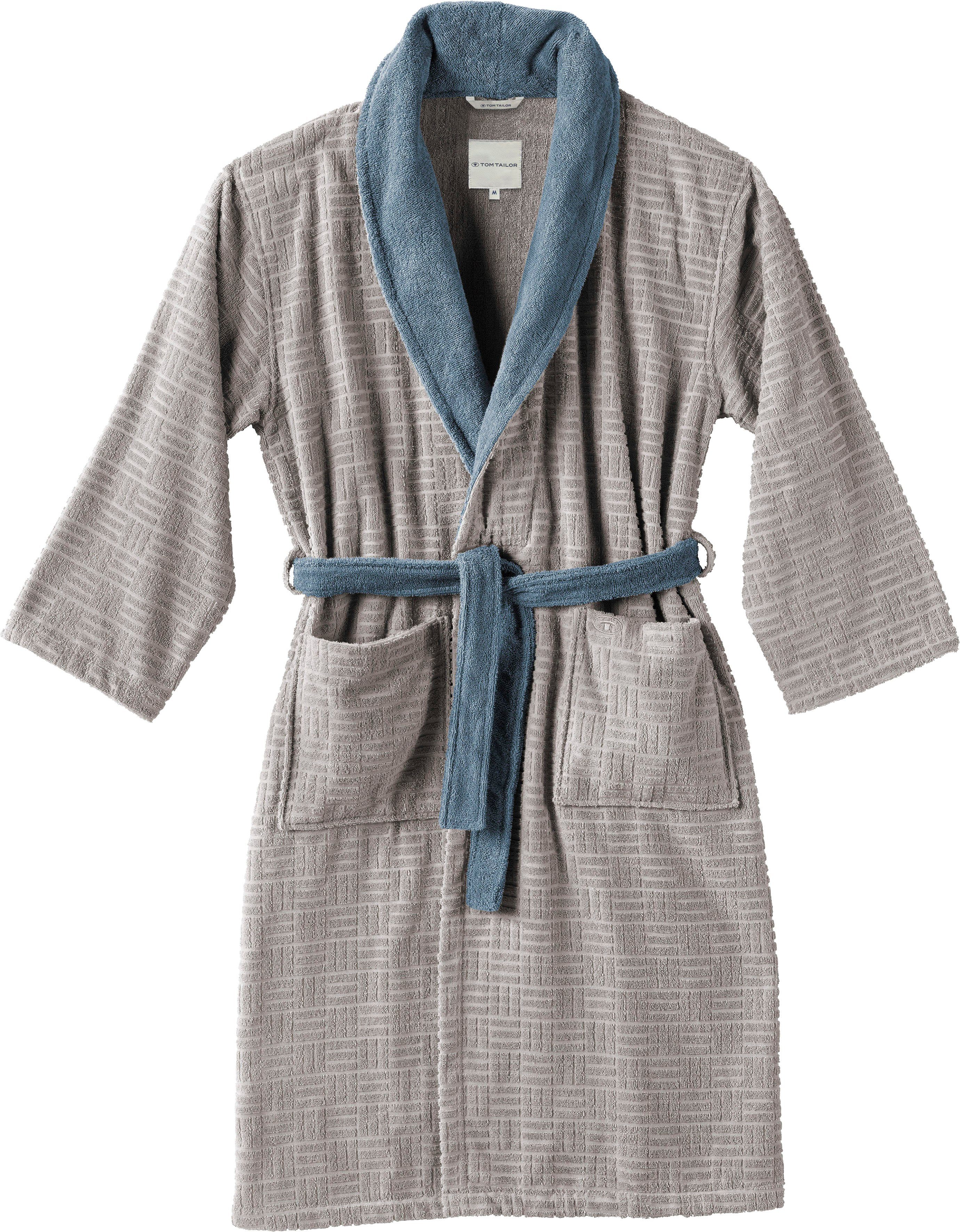 Tom Tailor Home Unisex Bademantel Wellness Langform Wirkfrottier