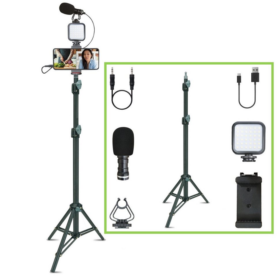Xqisit Vlogging Kit Led Licht Mikrofon Halterung Handy Halterung