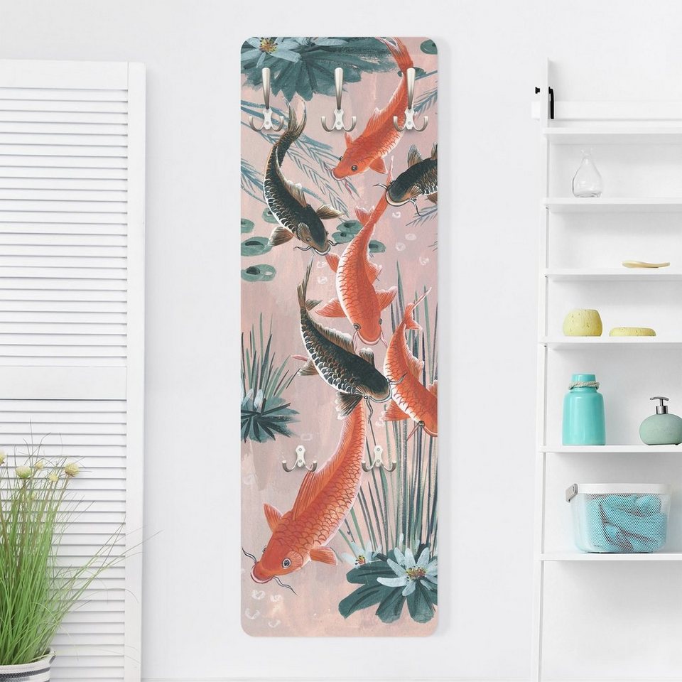 Bilderdepot24 Garderobenpaneel Orange Aquarell Blumen Floral Tiere