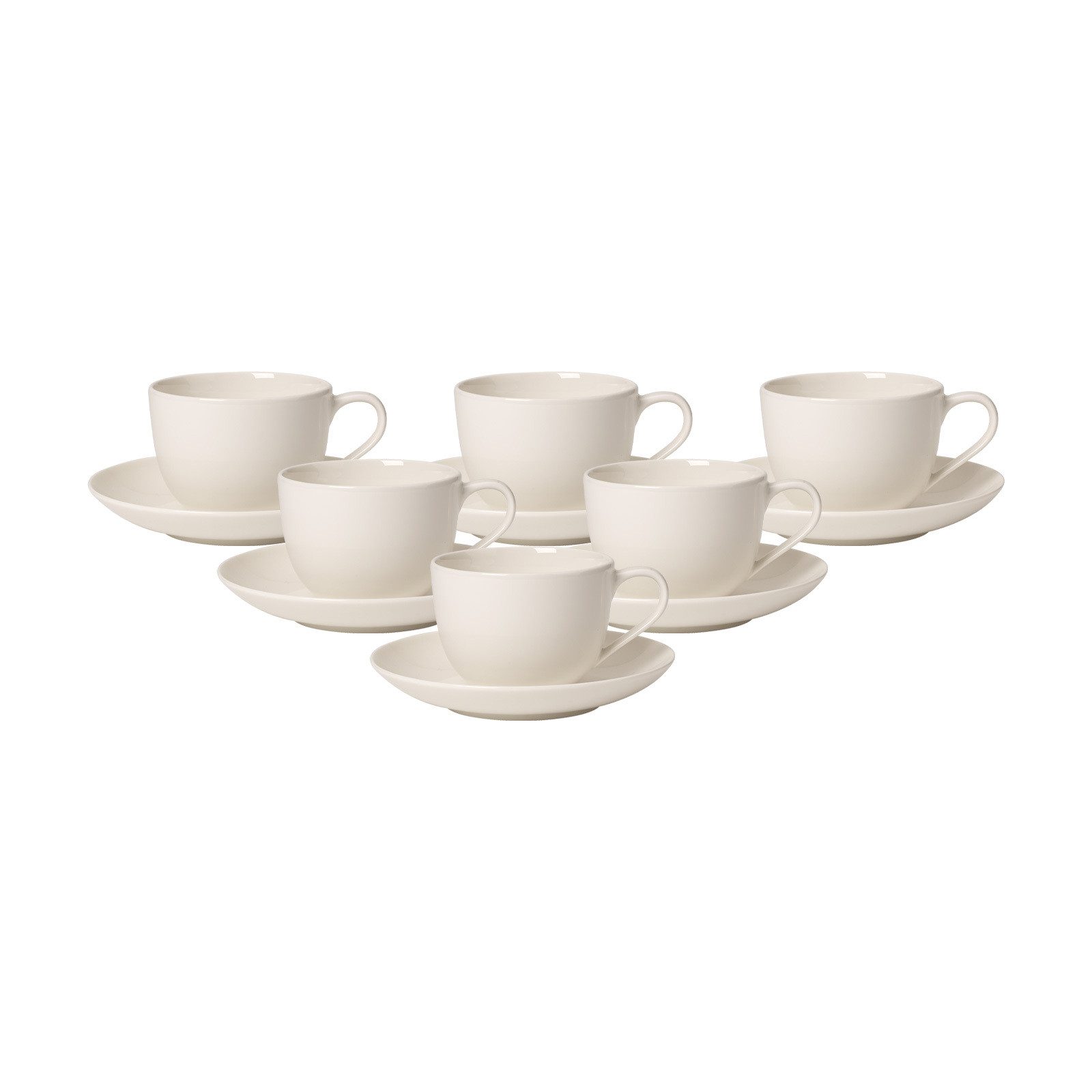 Villeroy & Boch Tasse For Me Kaffeetassen mit Untertassen 160 ml 6er Set, Porzellan