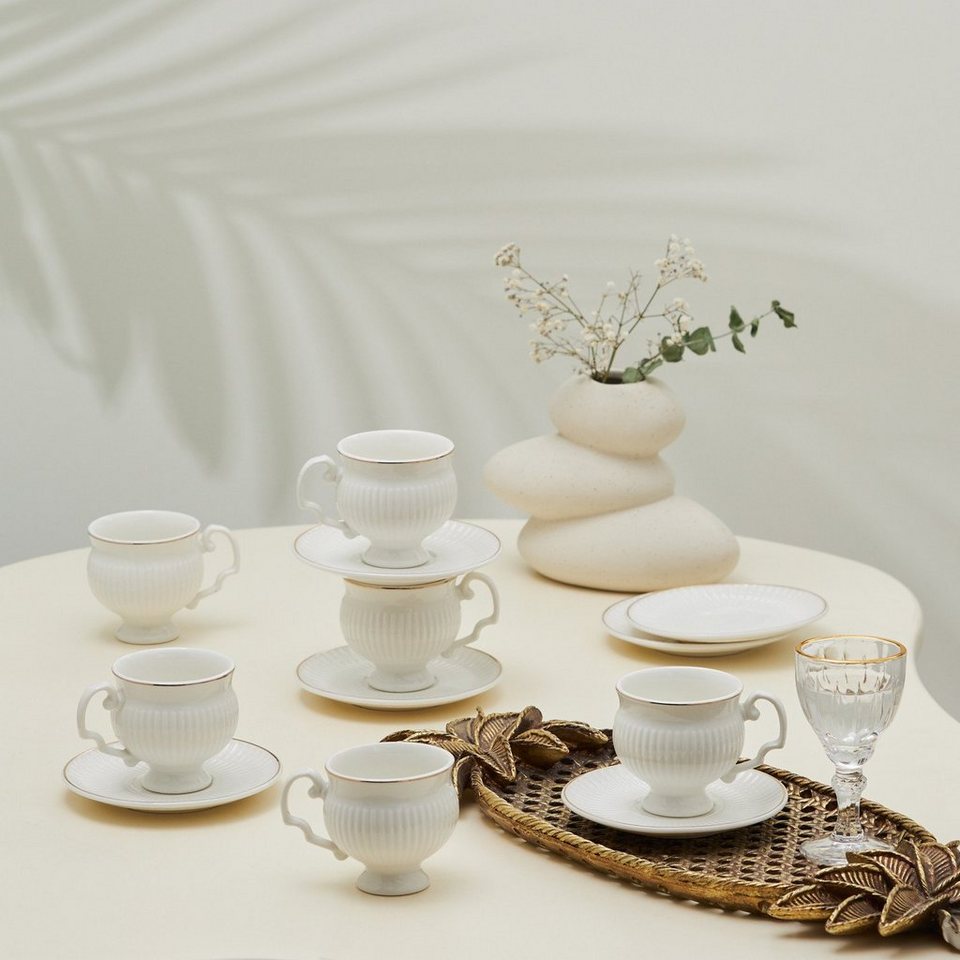 Karaca Kaffeeservice Malta 6 Personen Kaffeetassen Set 100 Ml