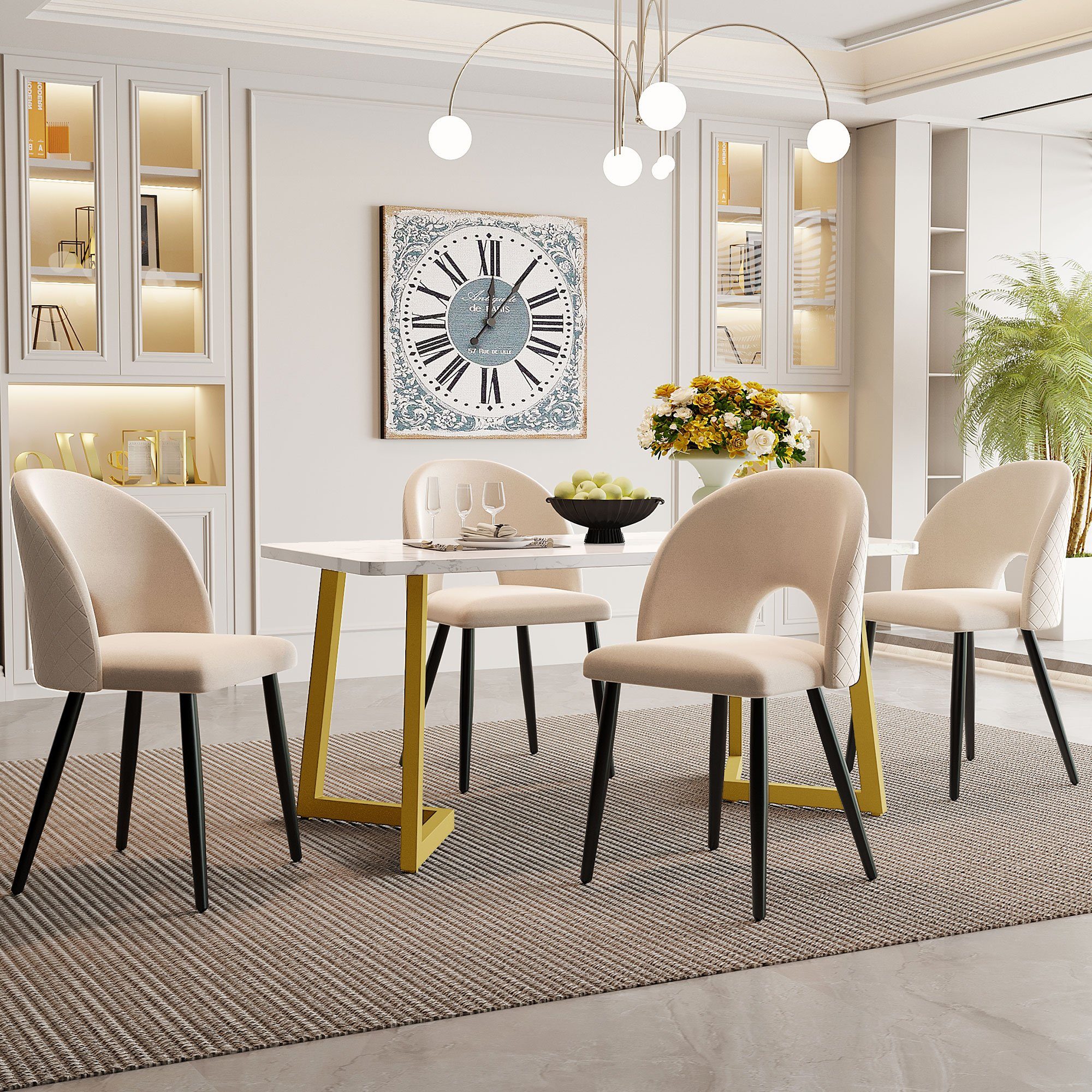 Pfctart Essgruppe Essgruppe117×68cm Esstisch Mit 4 Stühlen Moderner