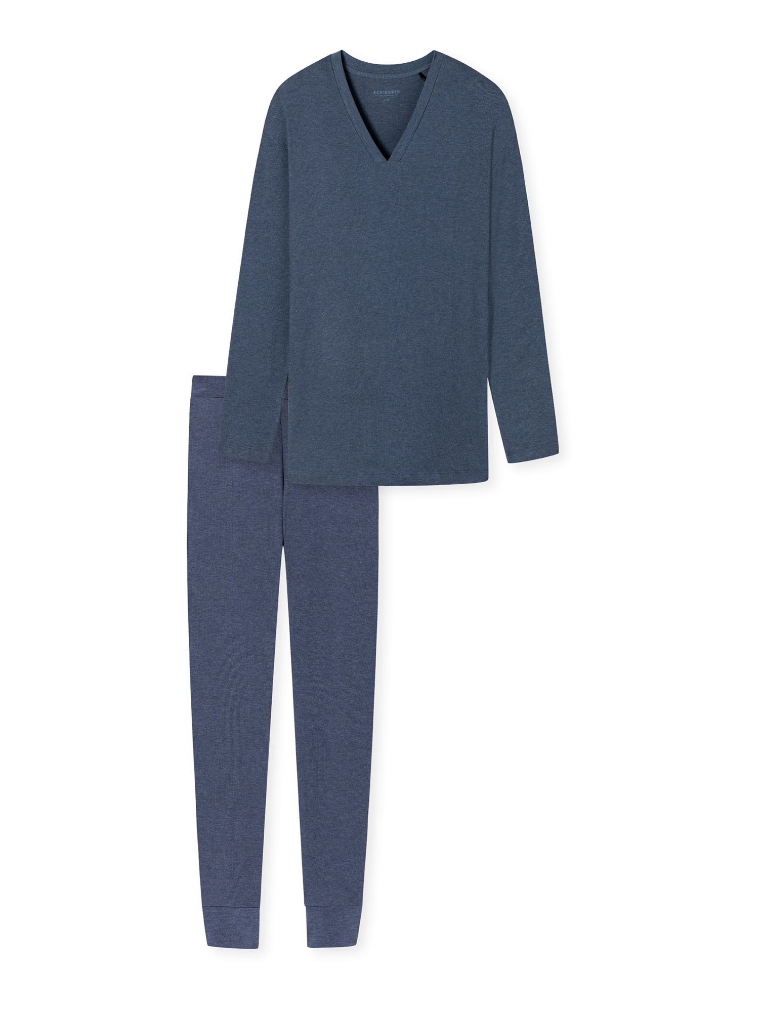 Schiesser Pyjama Modern Rib, blau