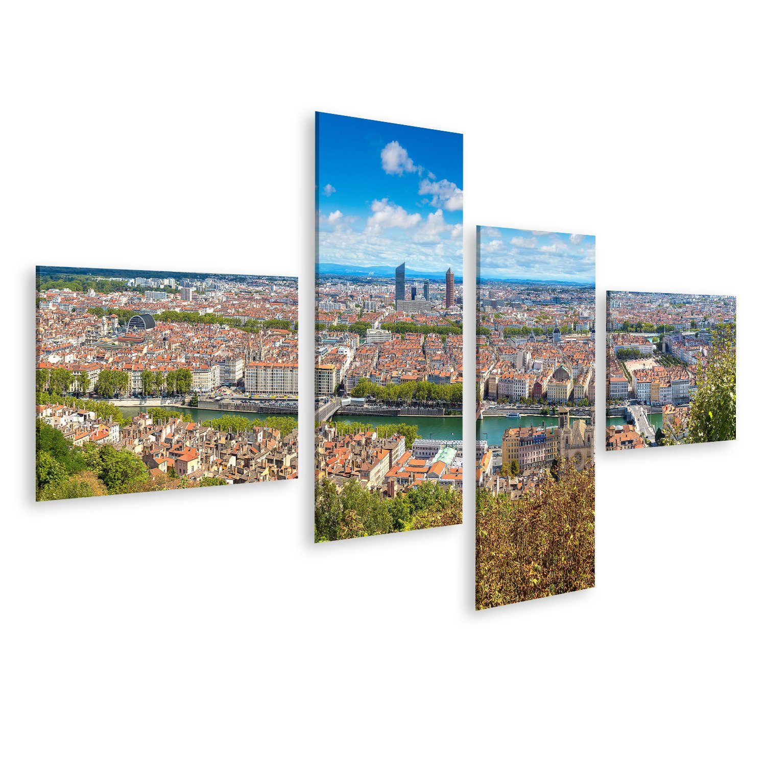 islandburner Leinwandbild Bild auf Leinwand Luftpanoramablick Von Lyon Frankreich An Einem Schön