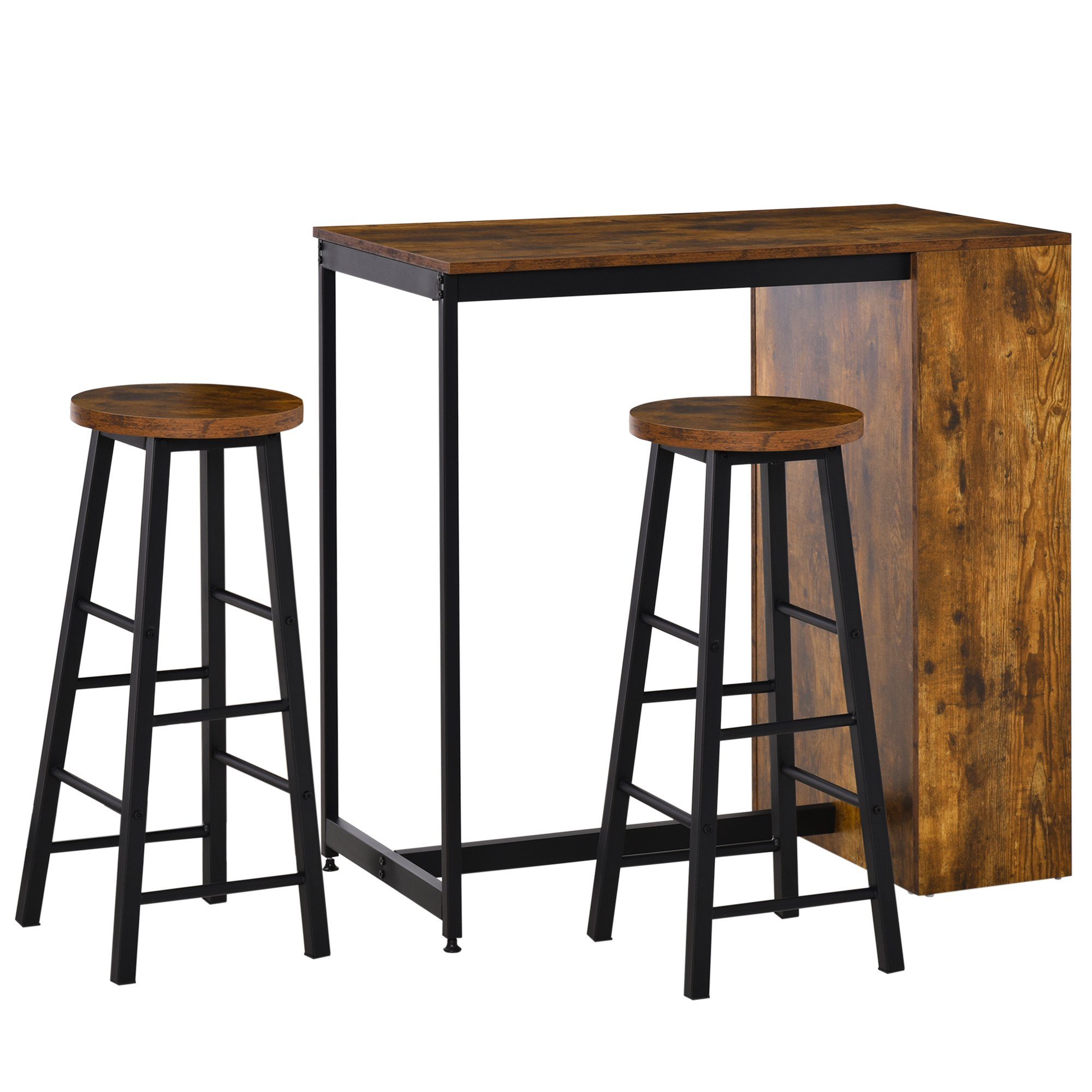 HOMCOM Bartisch Bartisch mit 2 Hocker, Bartheke, Tresentisch