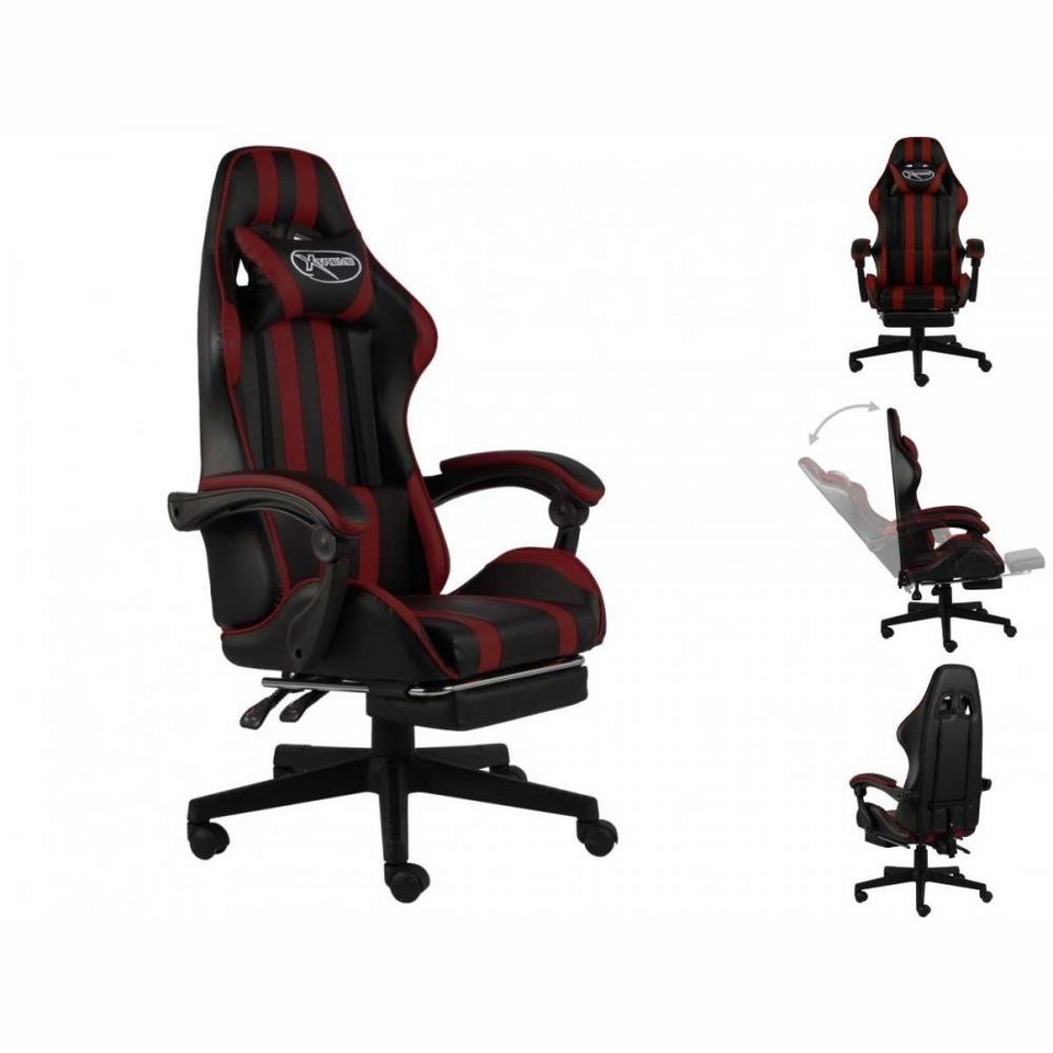 Vidaxl Bürostuhl Gaming Stuhl Mit Fußstütze Schwarz Und Weinrot