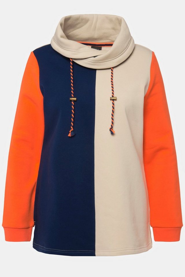 Ulla Popken Sweatshirt Sweatshirt Colorblocking Stehkragen Langarm