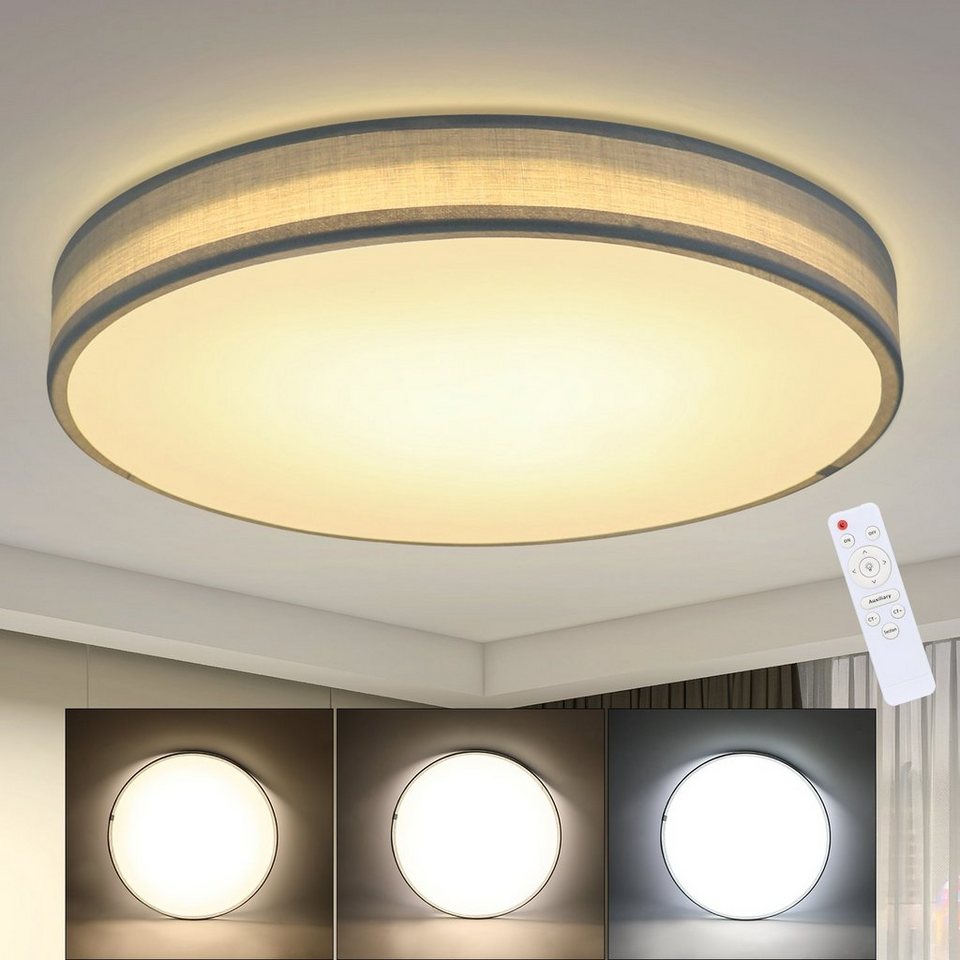 Nettlife Led Deckenleuchte Rund Stoff 38 W Dimmbar Mit Fernbedienung