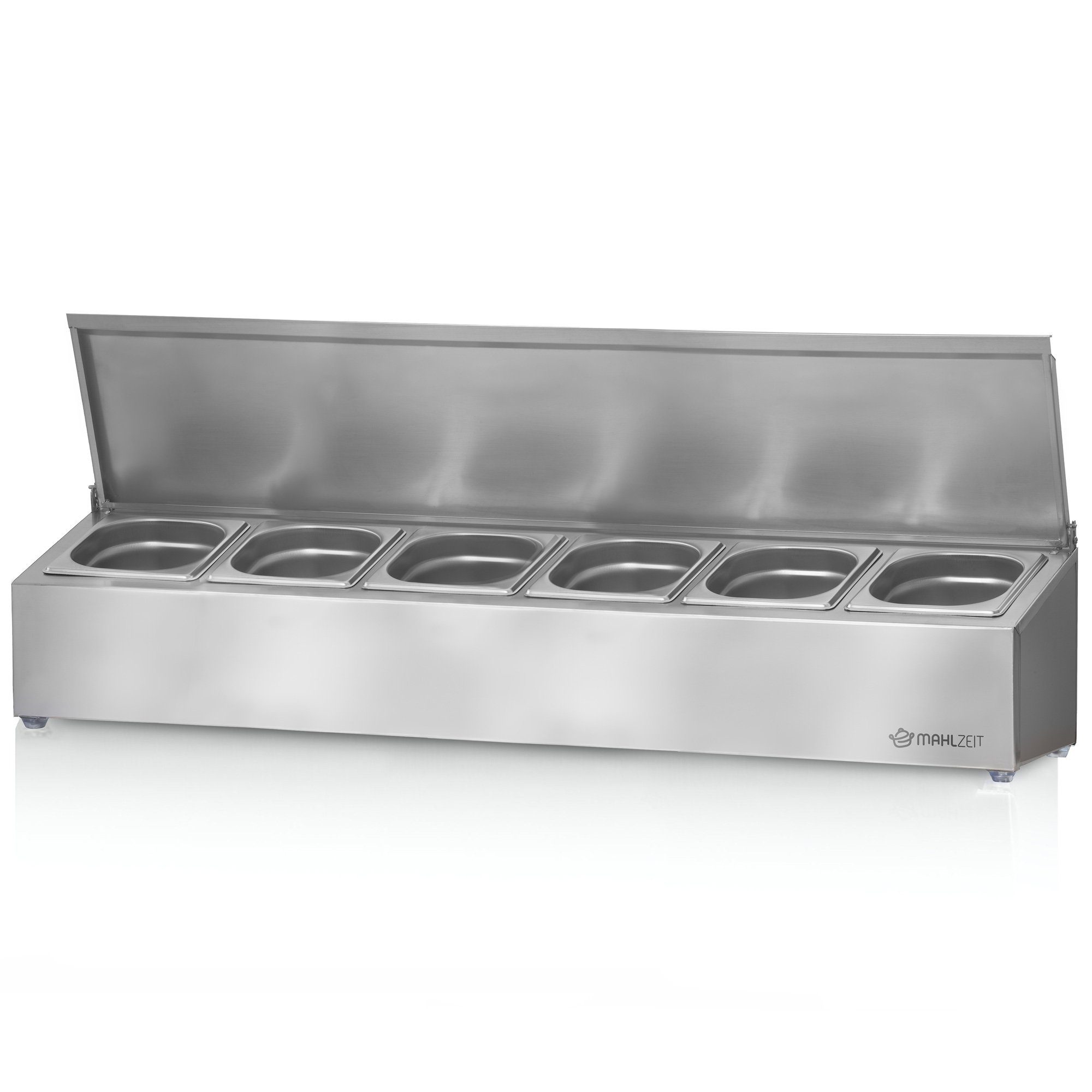Mahlzeit Aufbewahrungssystem Edelstahl Zutatenbehälter, 6 x 1/6 GN Behälter mit Gummifüße, Edelstahl