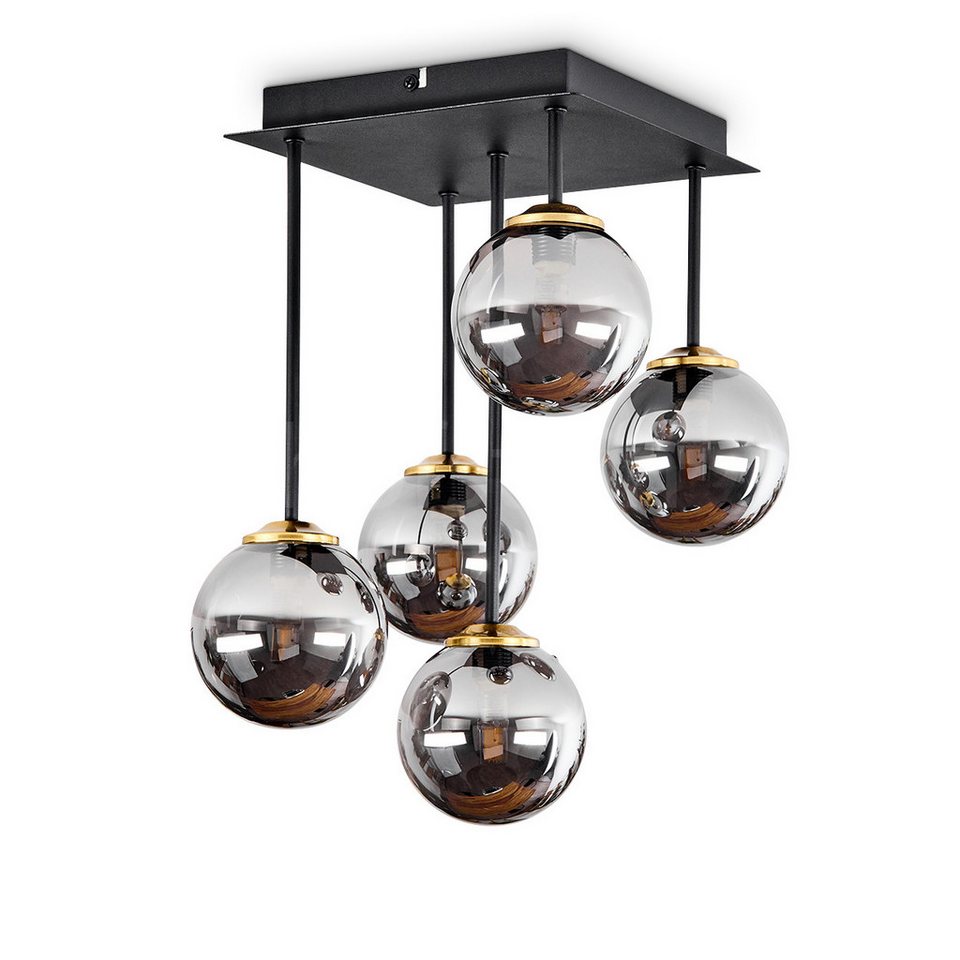 Hofstein Deckenleuchte Isorella Deckenlampe Aus Metallrauchglas In