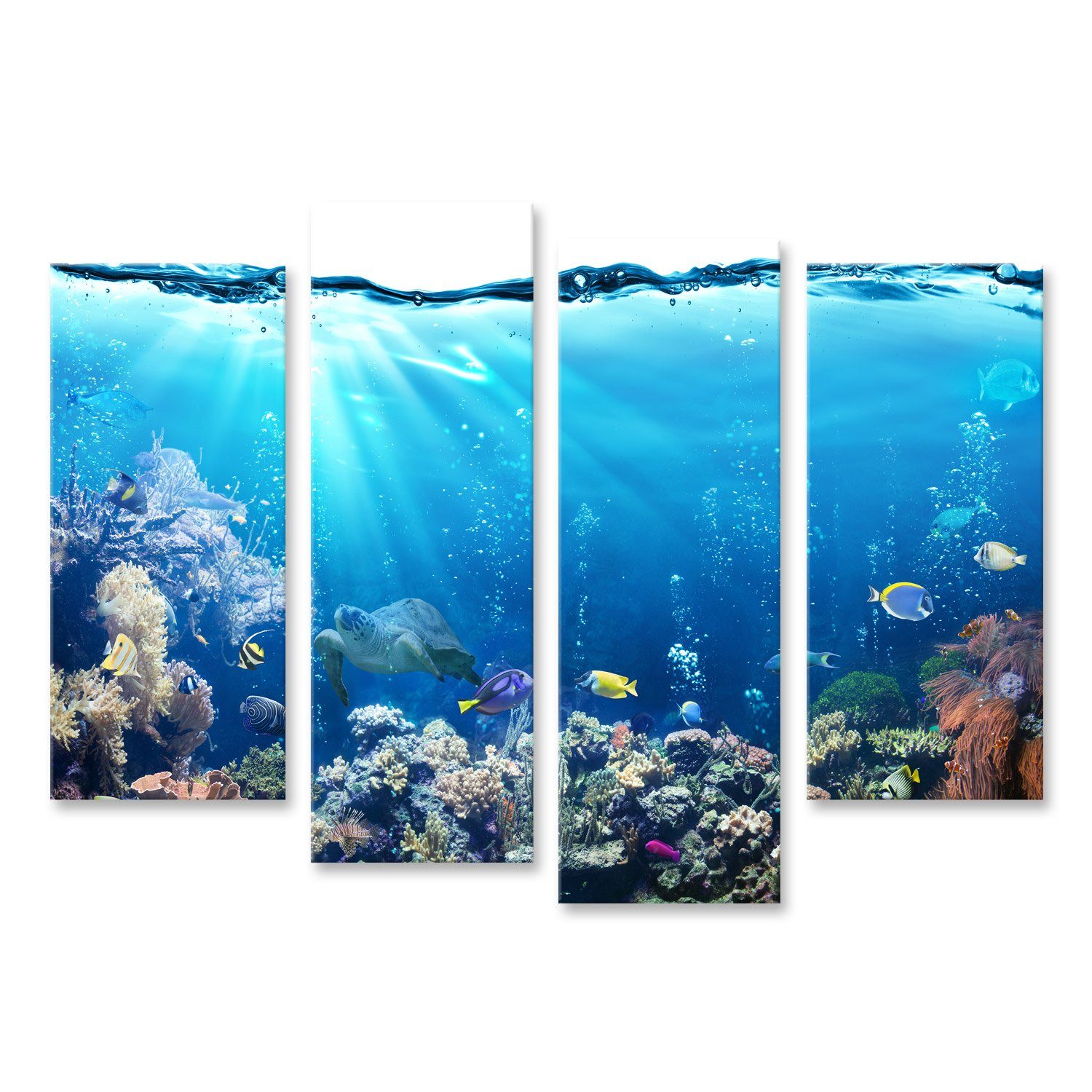 islandburner Leinwandbild »Bild auf Leinwand Unterwasser Szene Riff Und Tropischen Fischen ...