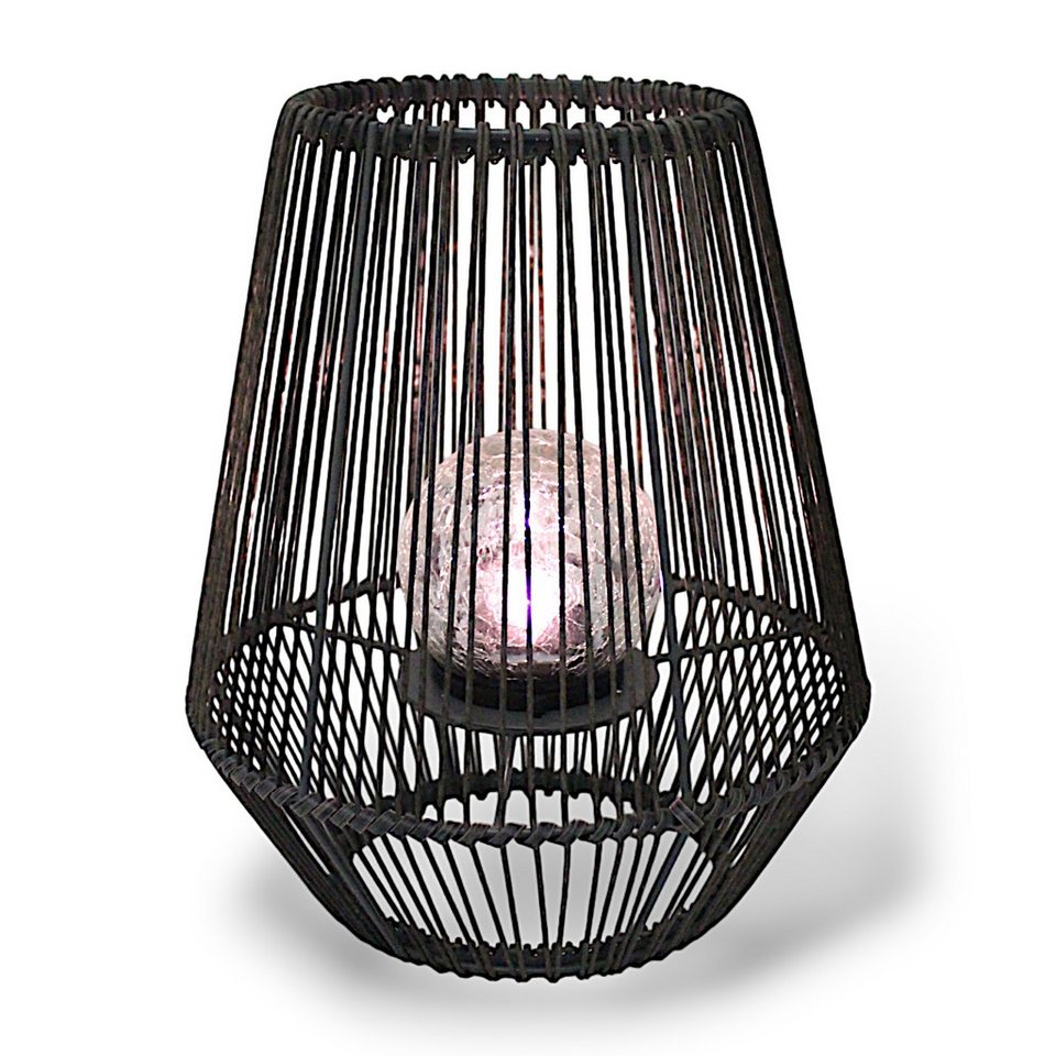 Arnusa Led Solarleuchte Solarlaterne Rattan 30cm Höhe Mit Led Glaskugel