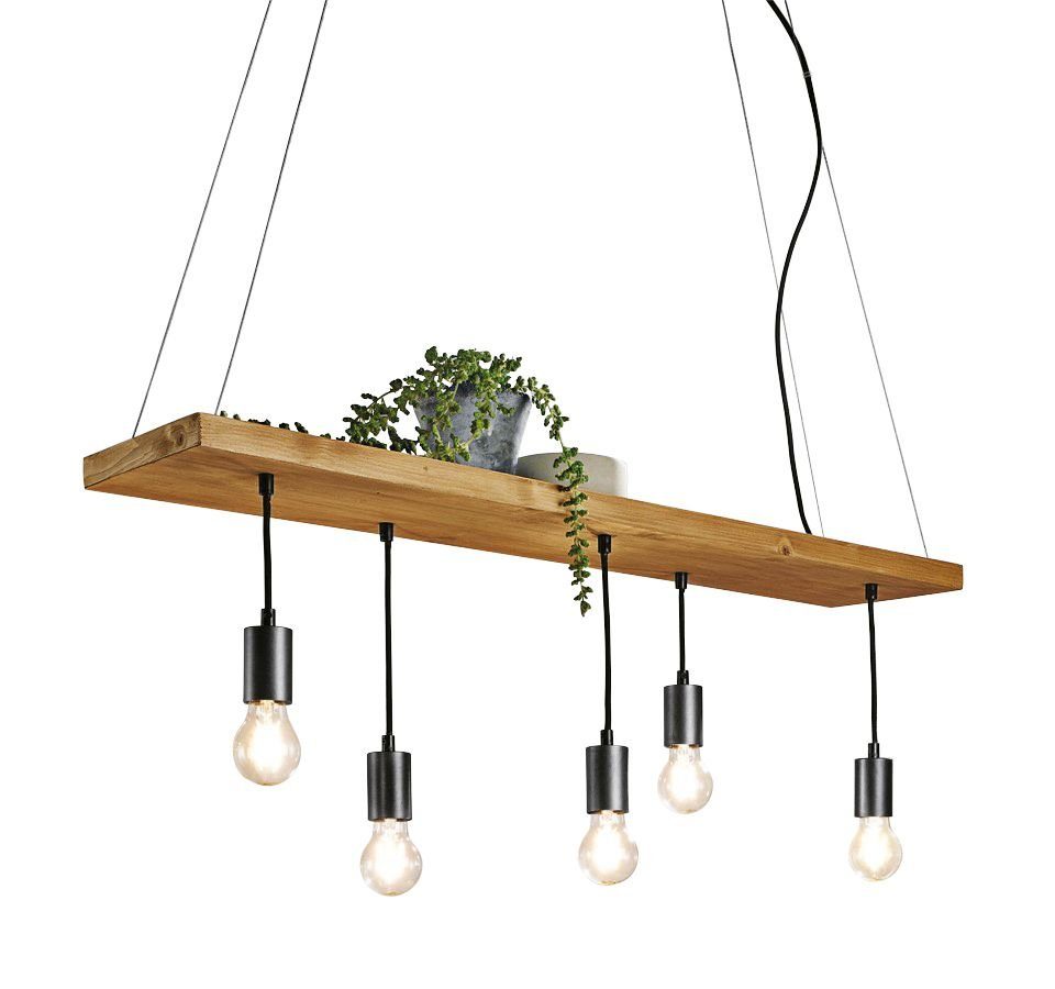 Casa Nova Pendelleuchte Board 5 Flammig Braun Schwarz Fichtenholz