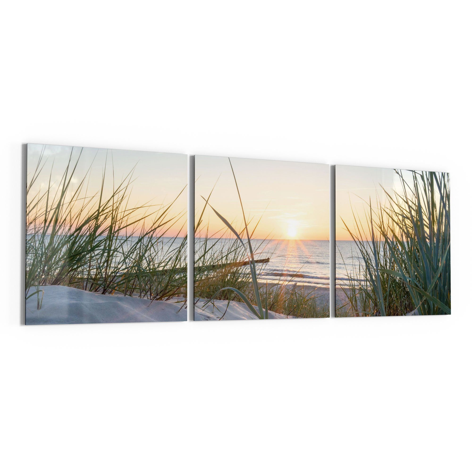 DEQORI Glasbild 'Ostsee Sonnenuntergang', 'Ostsee Sonnenuntergang', Glas Wandbild Bild schwebend ...