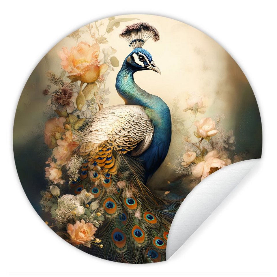 Muchowow Wandsticker Pfau Pfauenfedern Blumen Botanisch 1 St