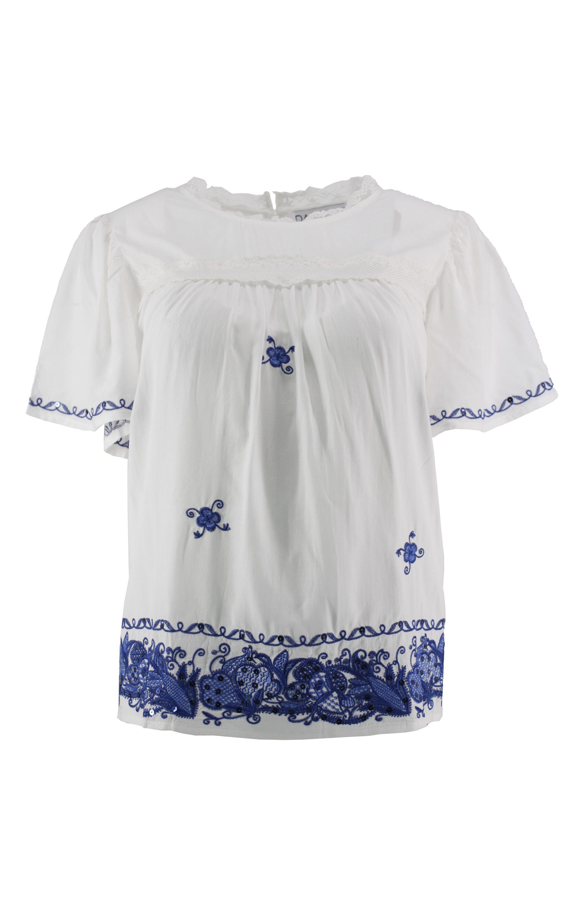 Passioni Tunika Sommer Tunika Mit Blauer Blumenstickerei Im Boho Stil