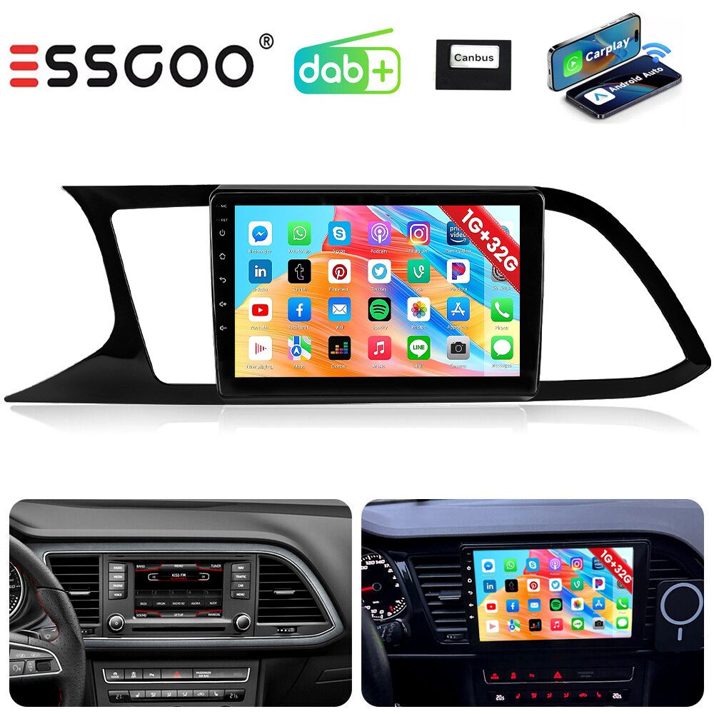 ESSGOO Für Seat Leon 1P1 2005-2012 Android 14 Carplay GPS NAVI WIFI BT 4+64G Autoradio (4+64GB ...