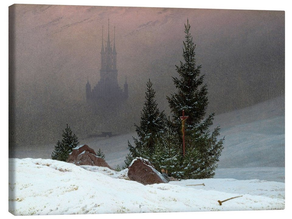 Posterlounge Leinwandbild Caspar David Friedrich Winterlandschaft Mit
