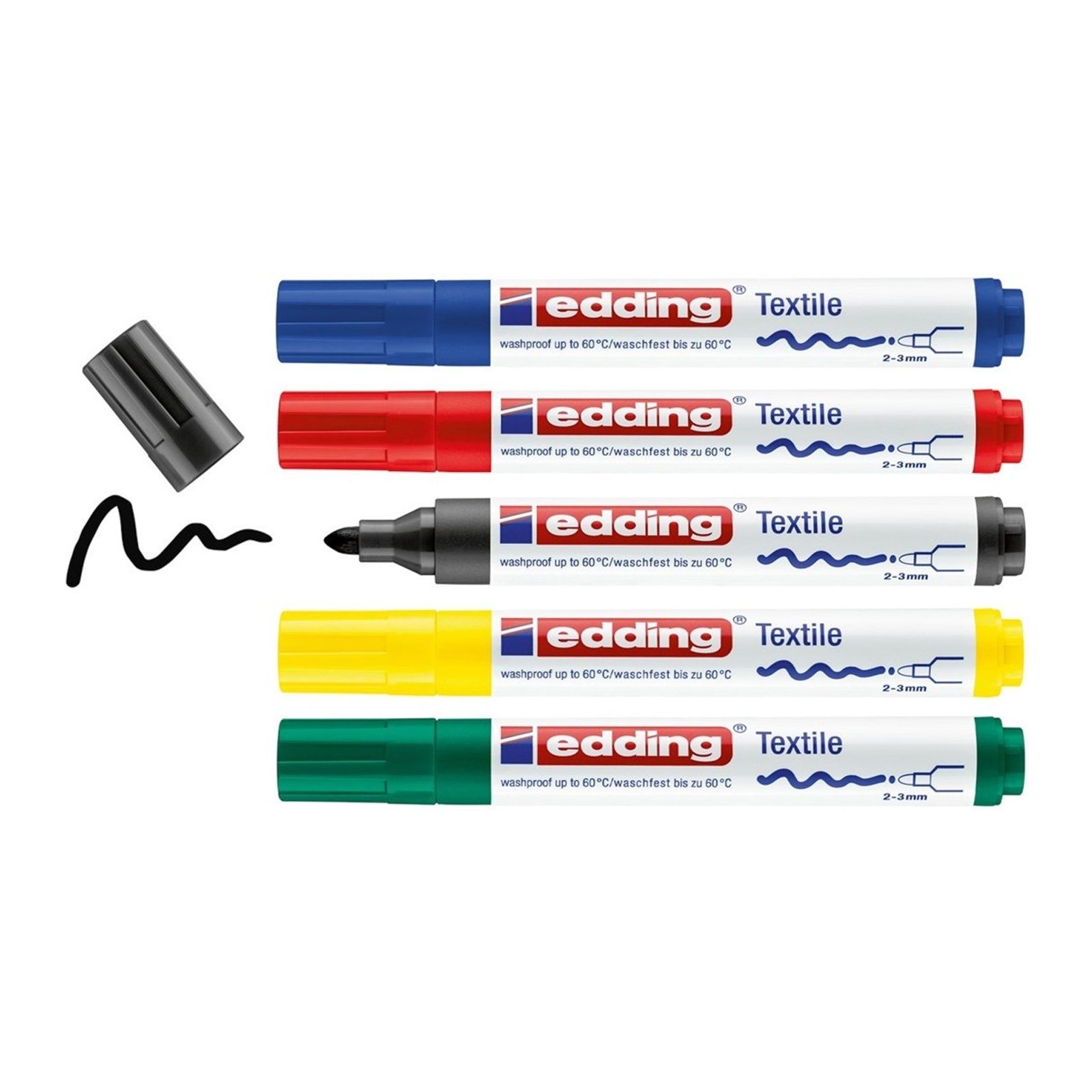 edding Textilmarker Textilmarker 2-3 mm, 5er Set basic edding 4500 ...