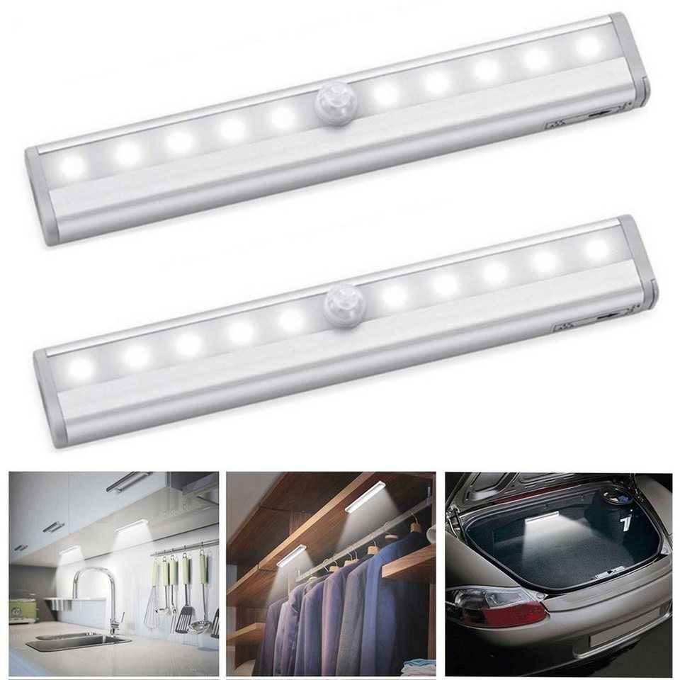 Letgospt Led Unterbauleuchte 2xled Unterbauleuchte Bettlicht Mit Pir