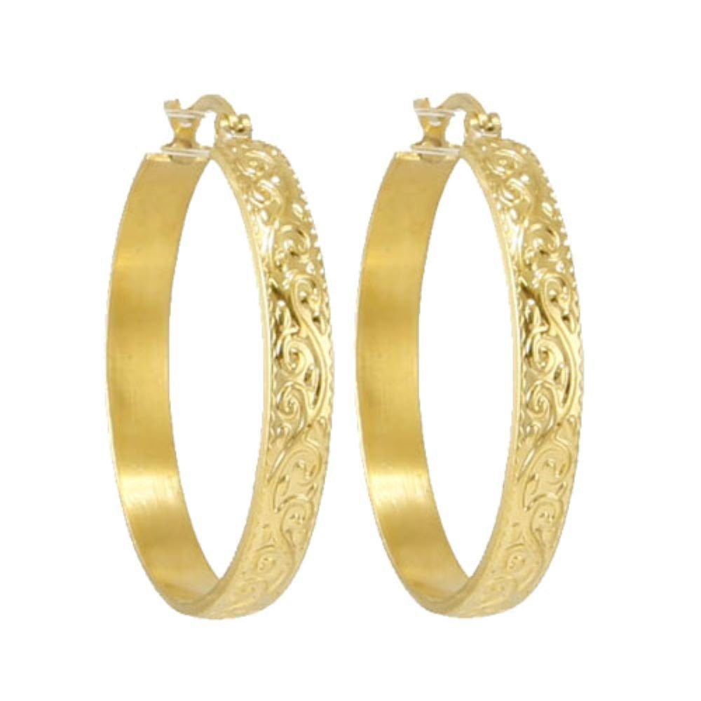 Bungsa Ohrring Set Creolen Boho Style Mit Orientalischem Muster Gold