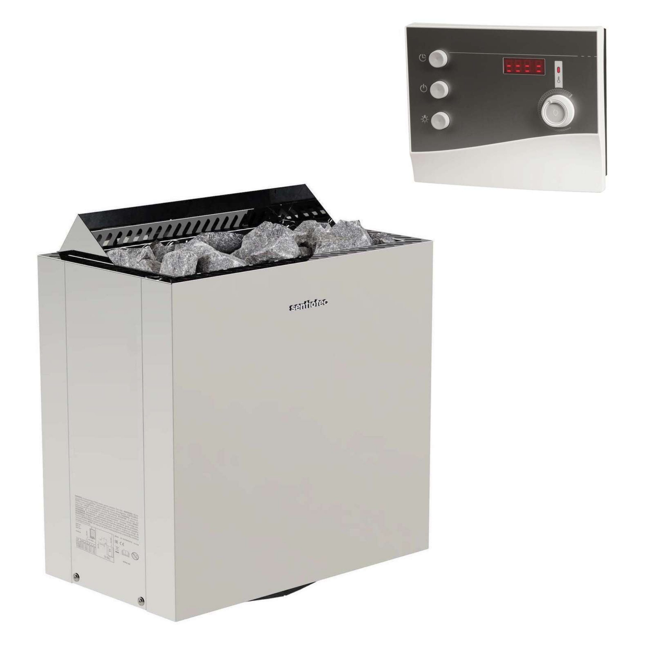 Sentiotec Saunaofen Sentiotec Viking E 6 kW finnischer Saunaofen Set mit Saunasteuerung
