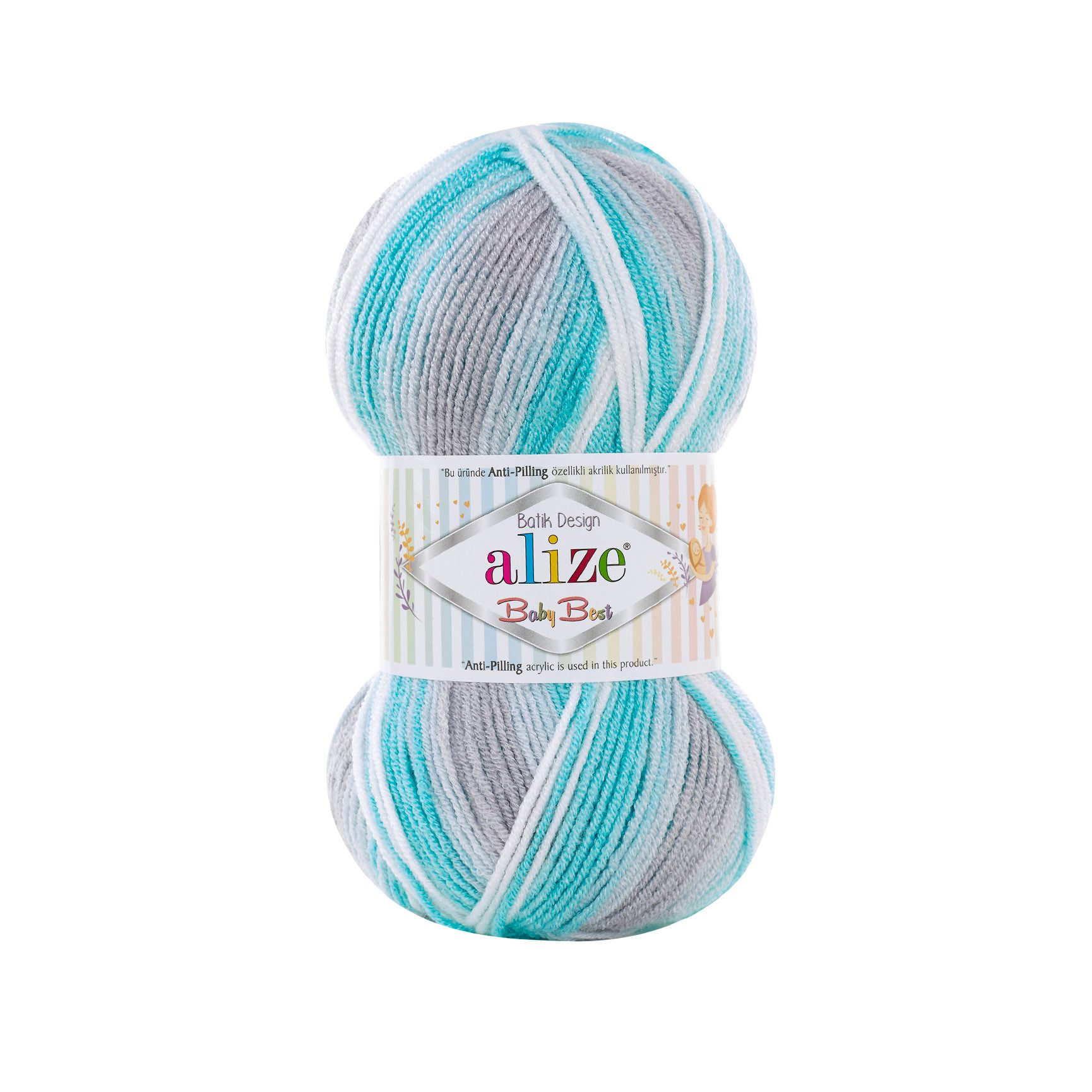 Alize 100g Baby-Strickgarn ALIZE Baby Best Batik Antipilling Babywolle Häkelwolle, 240 m ...