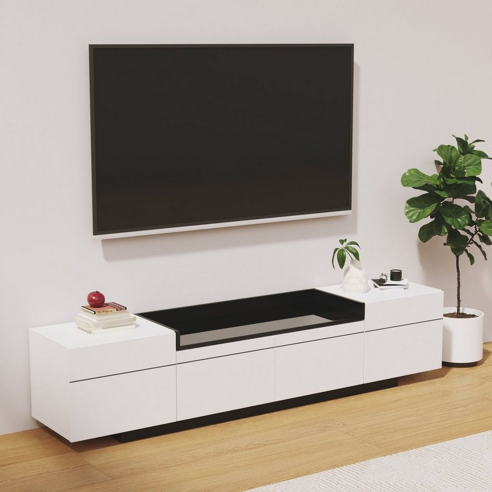 Ulife Lowboard Tv Schrank Mit Rillentv Board Mit Großen Stauraum Mit