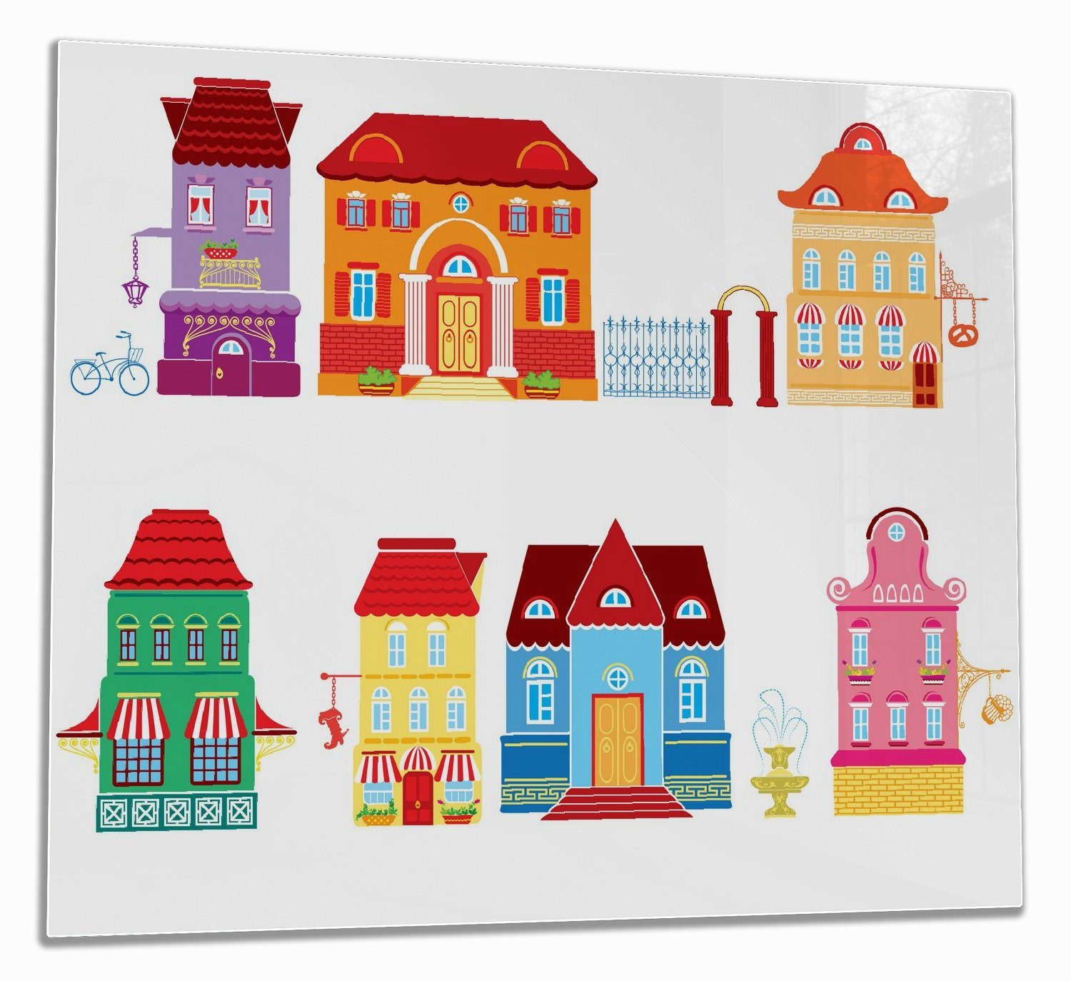 Wallario Herd Abdeckplatte Bunte Häuser In Einer Stadt Comic Stil