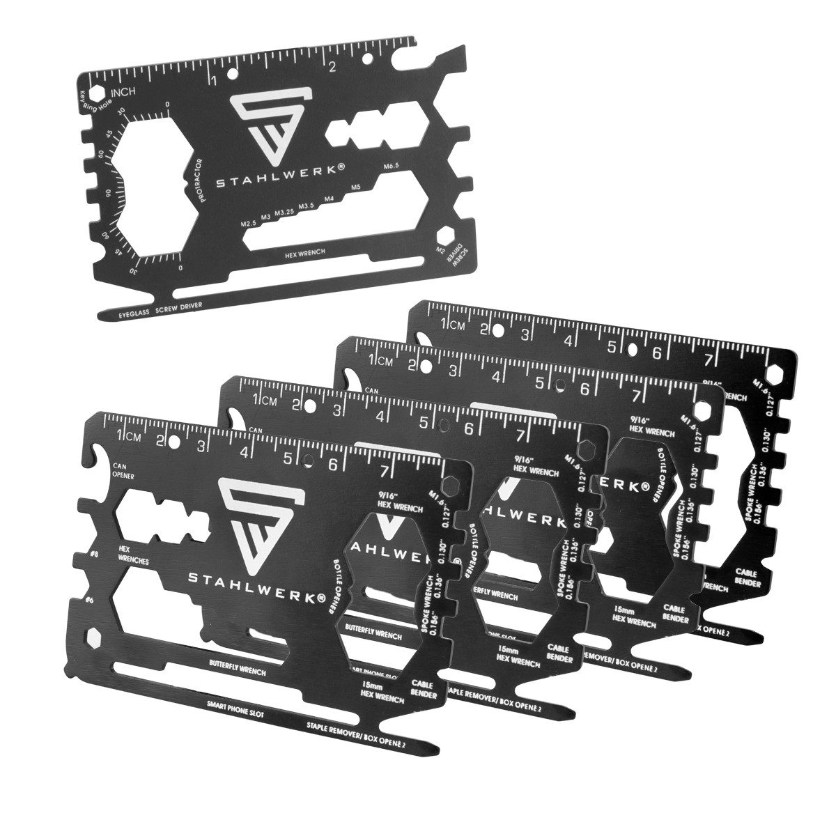 STAHLWERK Multitool Toolcard Multitool 18 in 1 Multifunktionswerkzeug, (Packung, 5 St), aus ...