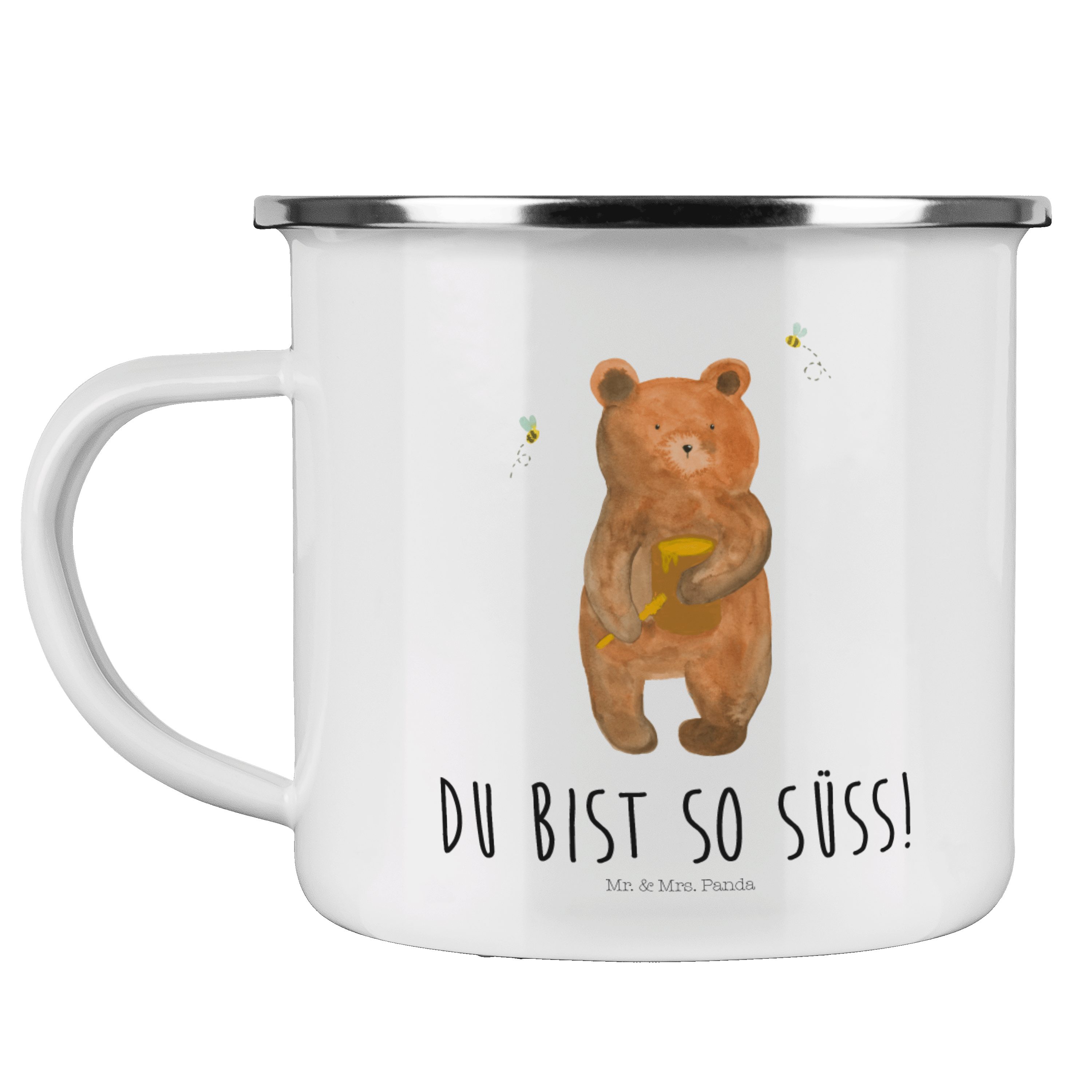 Mr. & Mrs. Panda Becher Bär Honig - Grau Pastell - Geschenk, Camping ...