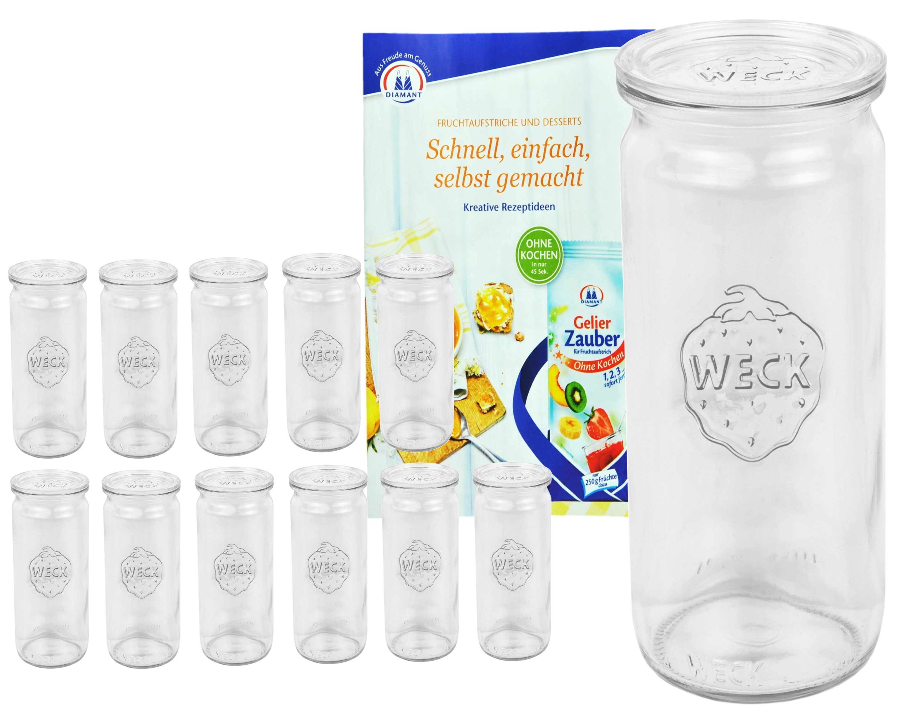 Mambocat Einmachglas 12er Set Weck Gläser Zylinderglas 600ml