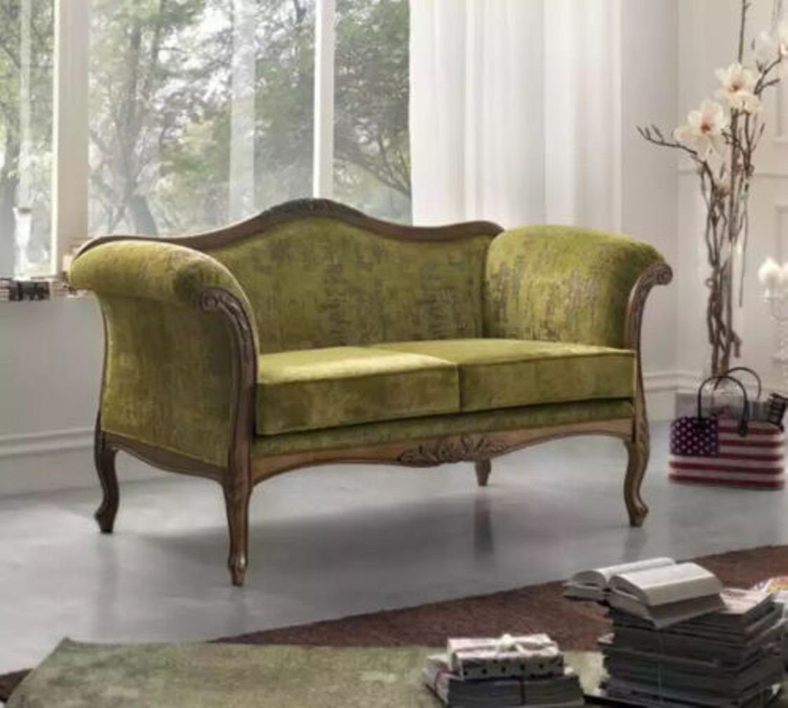 Jvmoebel 2 Sitzer Grün Sofa 2 Sitzer Textil Holz Polster Couch Design