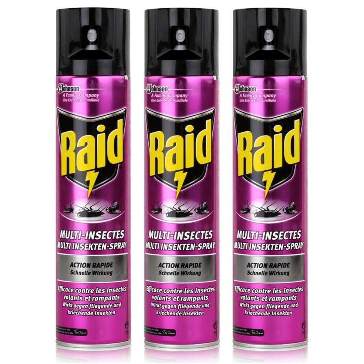 Raid Insektenfalle 3x Raid Multi Insekten-Spray Frischer Duft 400 ml - Wirkt sicher und s