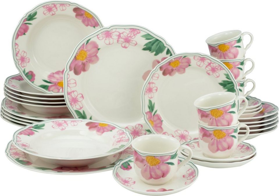CreaTable Kombiservice »Rose« (30-tlg), Porzellan, Premium-Porzellan ... CreaTable Kombiservice »Rose« (30-tlg), Porzellan, Premium-Porzellan ...