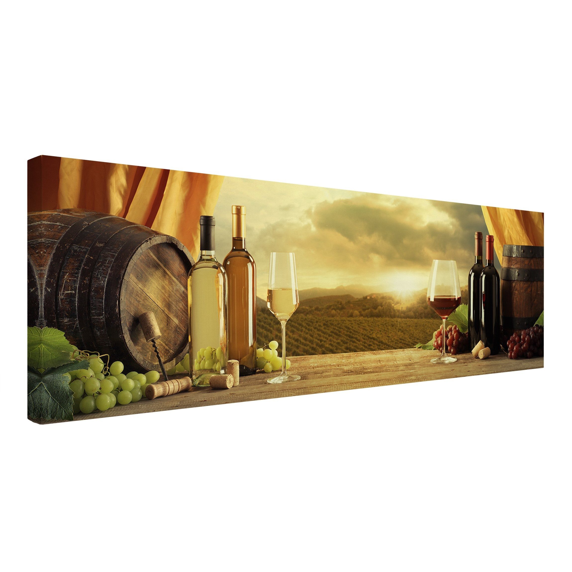 Bilderdepot24 Leinwandbild Küchenbild Modern Wein Ausblick gelb Leinwanddruck Groß XXL, Küche ...