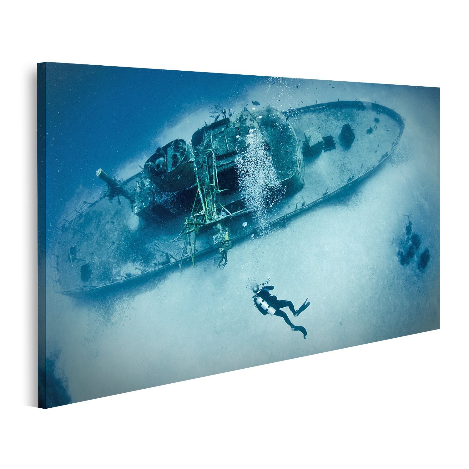islandburner Leinwandbild Bild auf Leinwand Taucher Schiffswrack Wandbild Poster Kunstdruck Bil