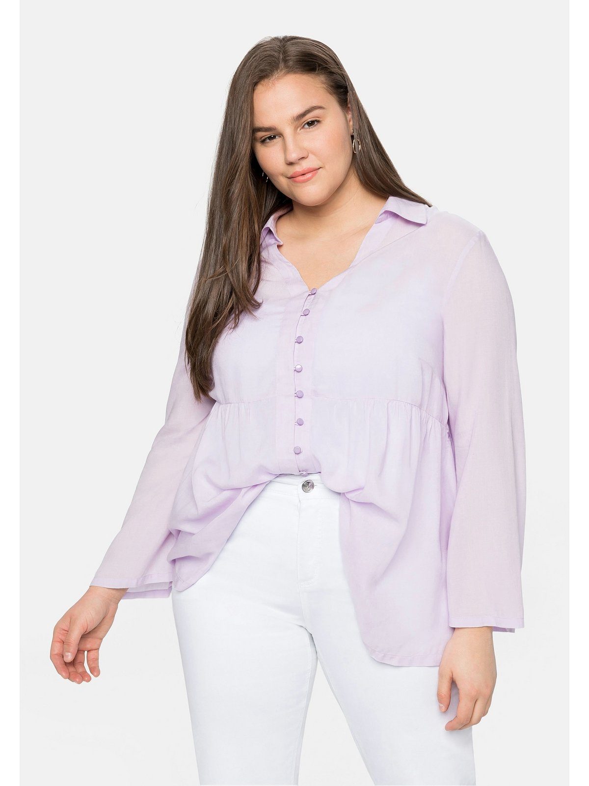 Sheego Hemdbluse Große Größen aus weicher, leicht transparenter Qualität