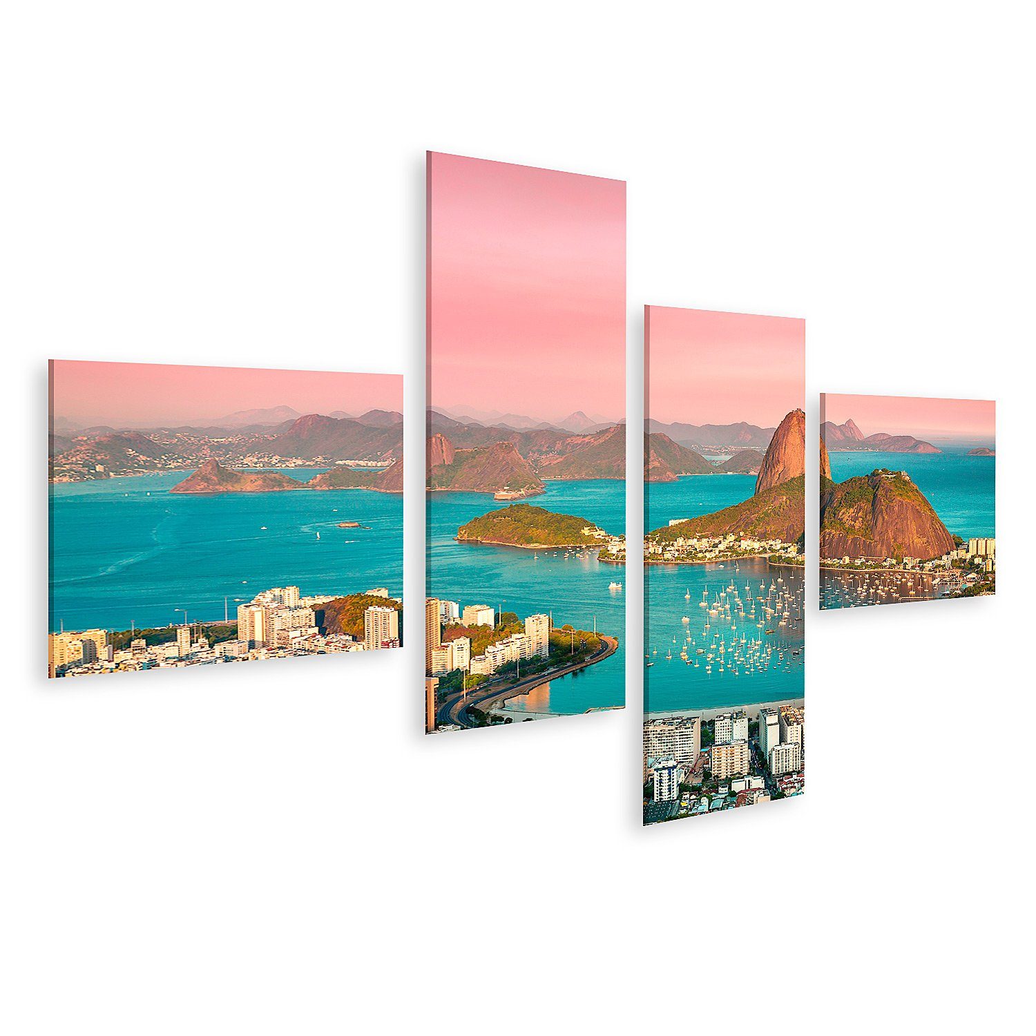 islandburner Leinwandbild »Bild auf Leinwand Sonnenuntergang über Rio De Janeiro Botafogo Bay Bra«