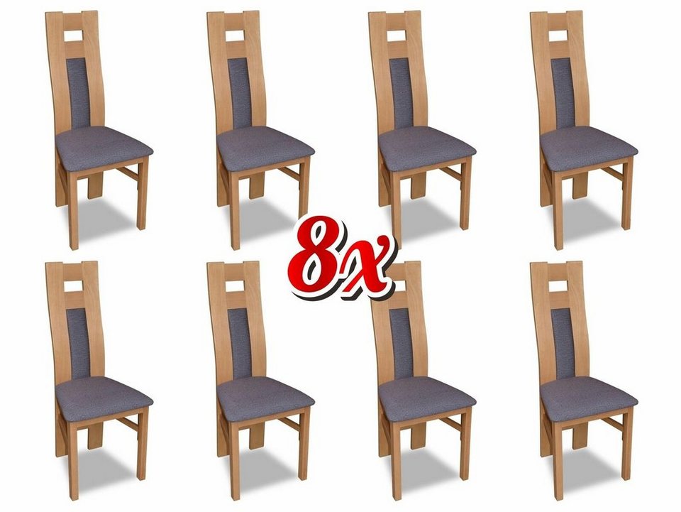 Jvmoebel Stuhl Garnitur Komplett 8x Designer Stuhl Set Esszimmer Lehn