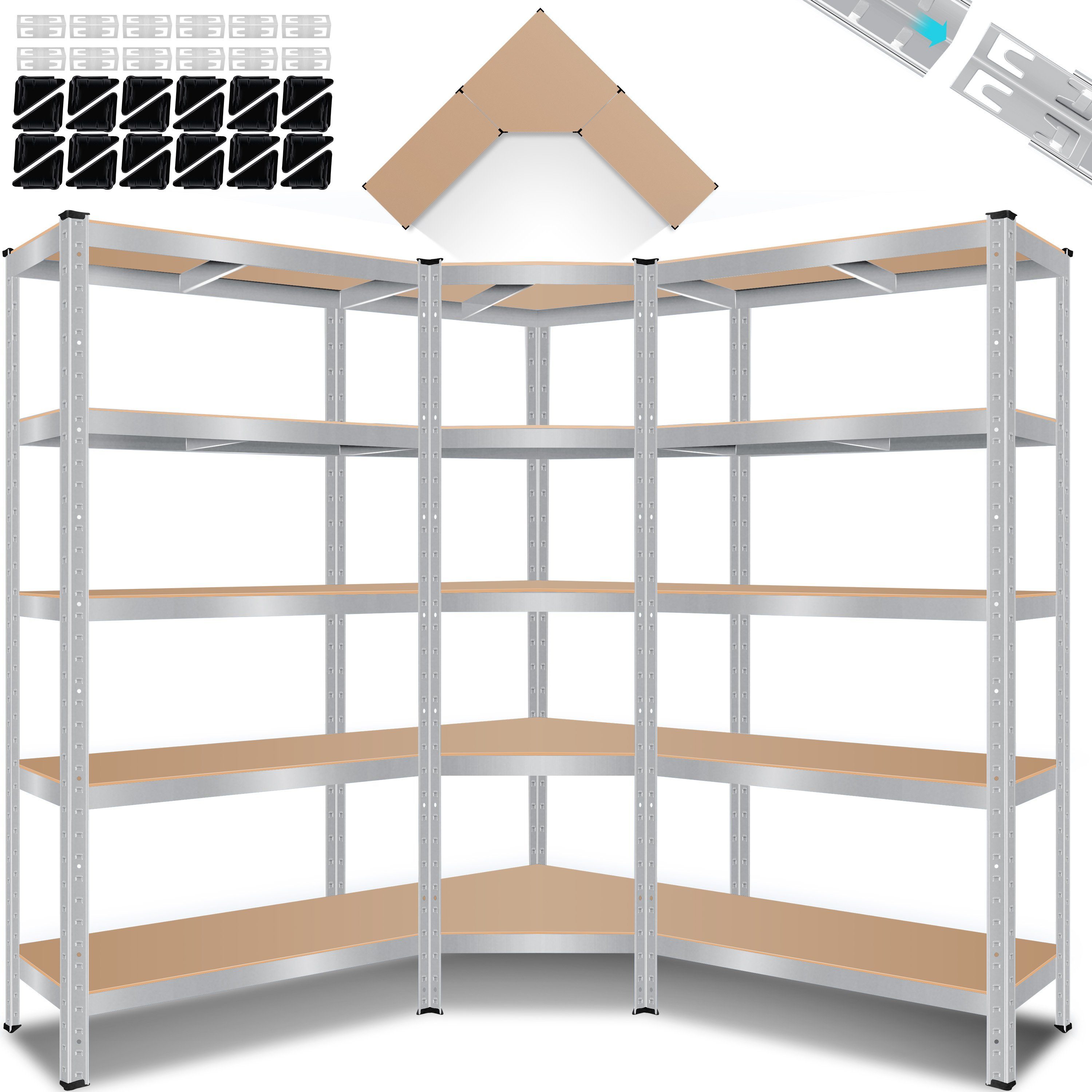 MASKO Schwerlastregal, 3er Set Metall Regalsystem Lagerregal Eckregal ...