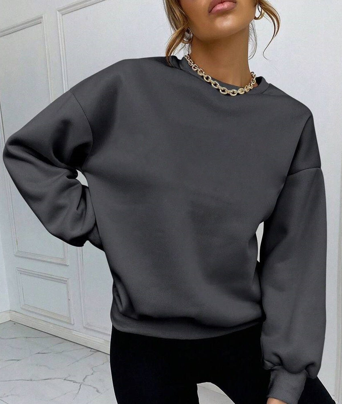 Rmk Rundhalspullover Damen Pulli Pullover Hoodie Oversize Loose Fit