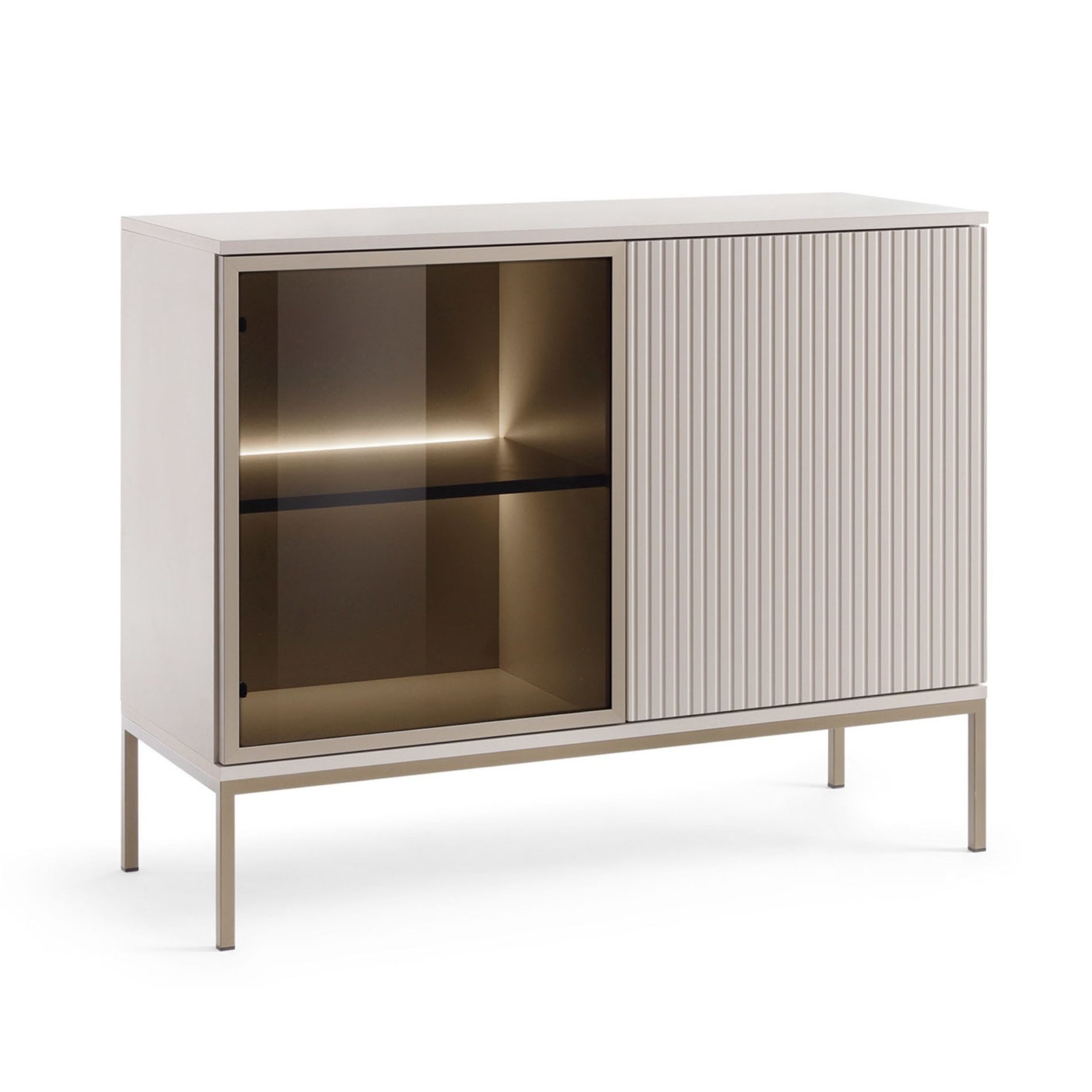 Selsey Sideboard TOSENA, Sideboard mit LED, Glastür & Metallfüßen ...