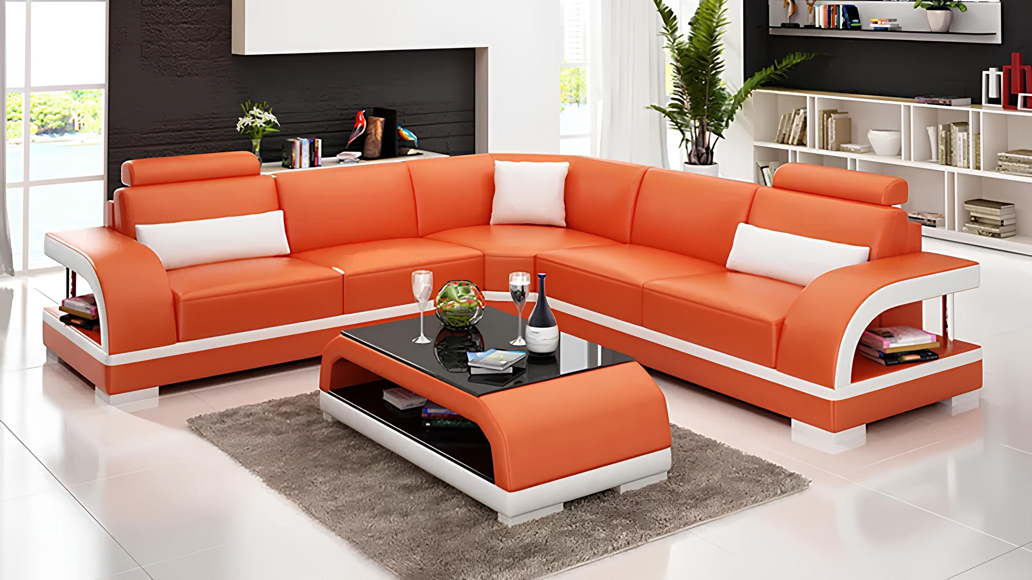 Xlmoebel Ecksofa große Ledercouch für das Wohnzimmer mit modernem ...