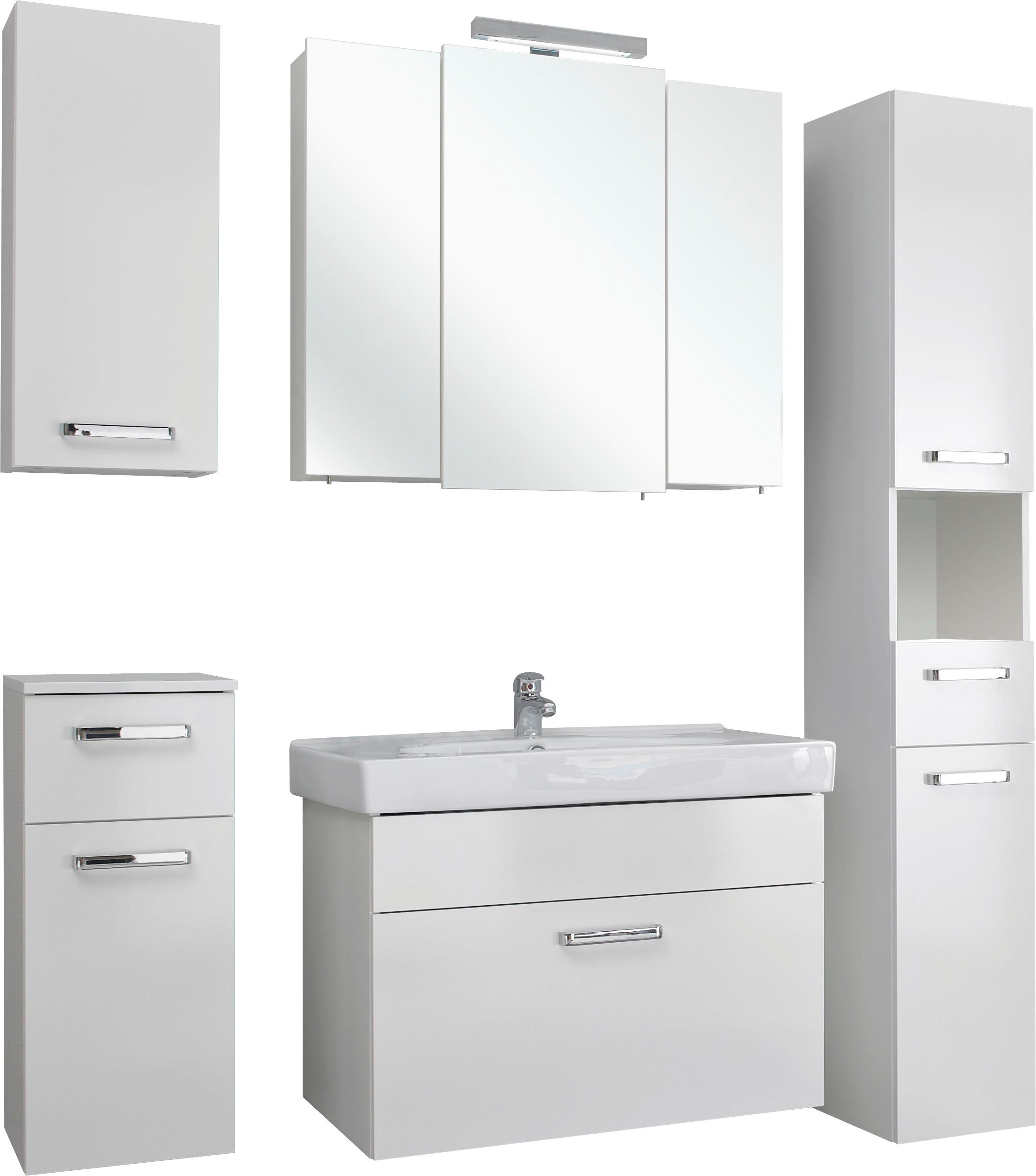Saphir Badmöbel Set Quickset 5 Teilig Keramik Waschtisch Mit Led