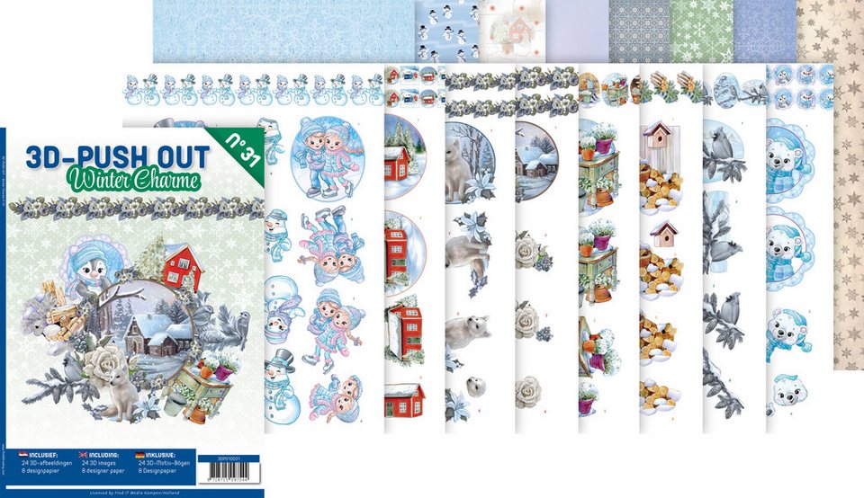FINDit Motivpapier Stanzbogenbuch Winter Charme, 3D DIN A4 FINDit Motivpapier Stanzbogenbuch Winter Charme, 3D DIN A4