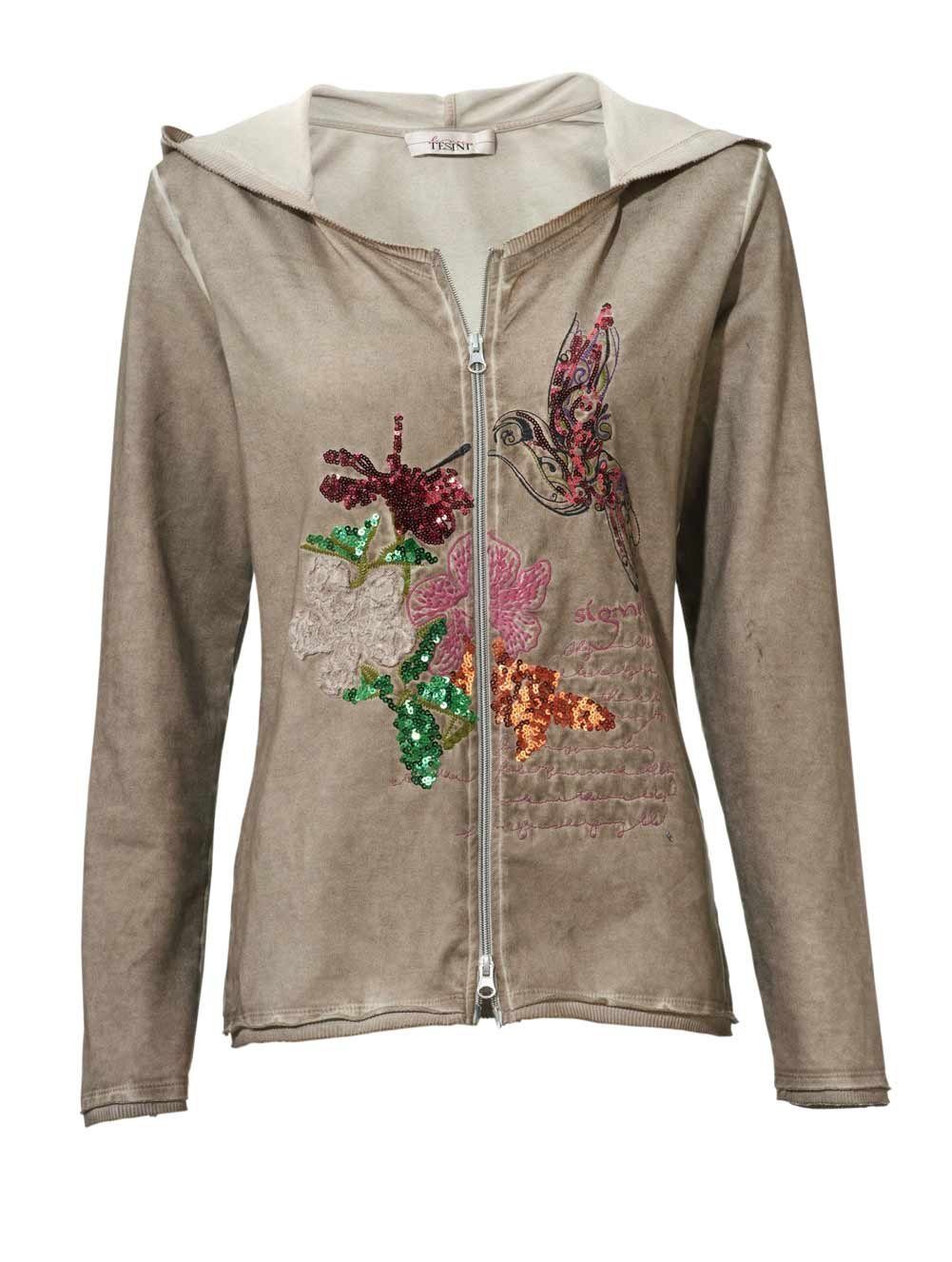 Heine Steppjacke Linea Tesini Damen Designer Sweatjacke Mit Stickerei