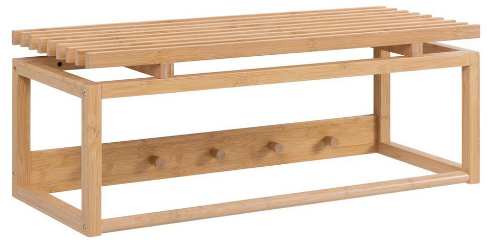 Ebuy24 Garderobenhalter Bali Wandgarderobe 1 Ablage Og 4 Haken Bambus