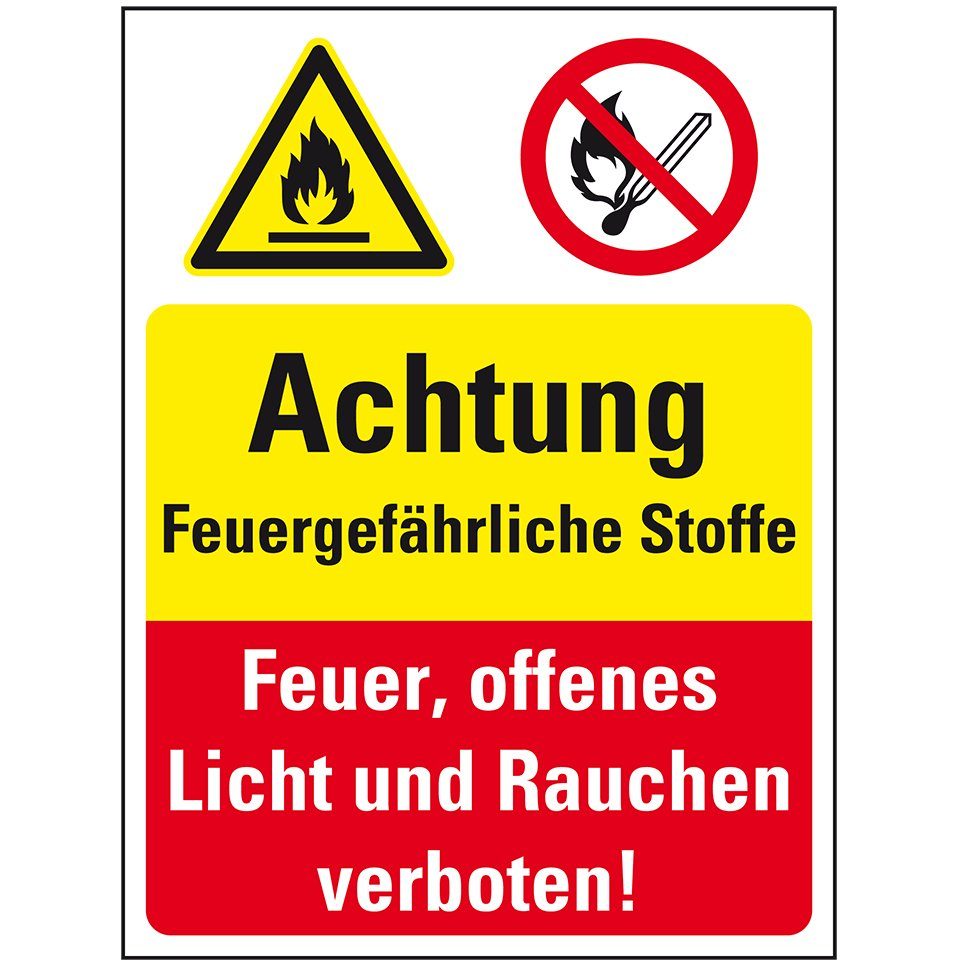 König Werbeanlagen Hinweisschild Sicherheits-Schild mit Symbolen, Feuergefährliche..., PVC ...