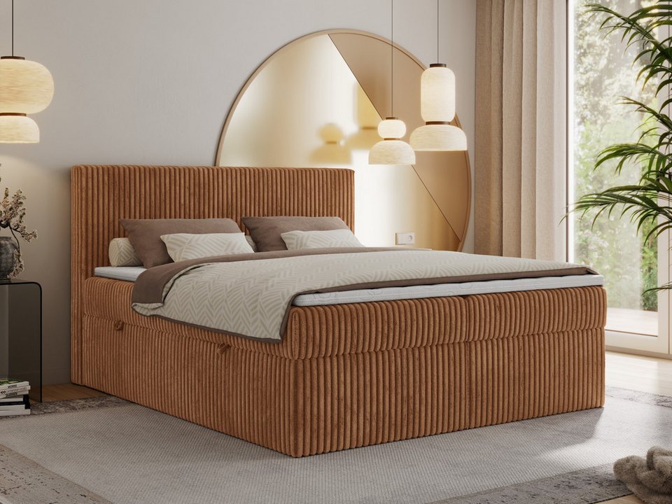 Mks MÖbel Boxspringbett Tiliano Packung Set Gepolstertes Kopfteil